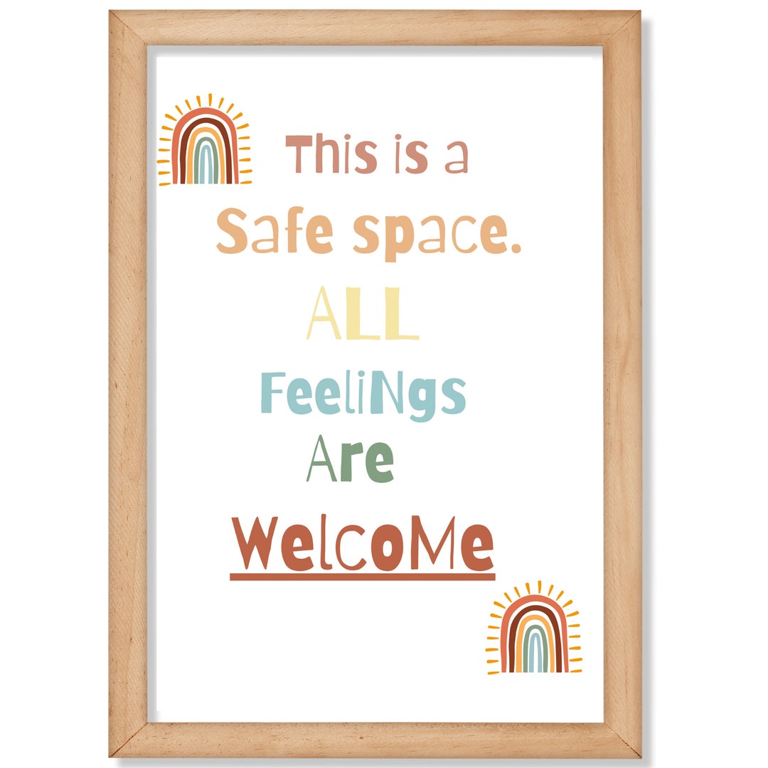 Safe Space Poster All Feelings Are Welcome Digital Download Calming ...