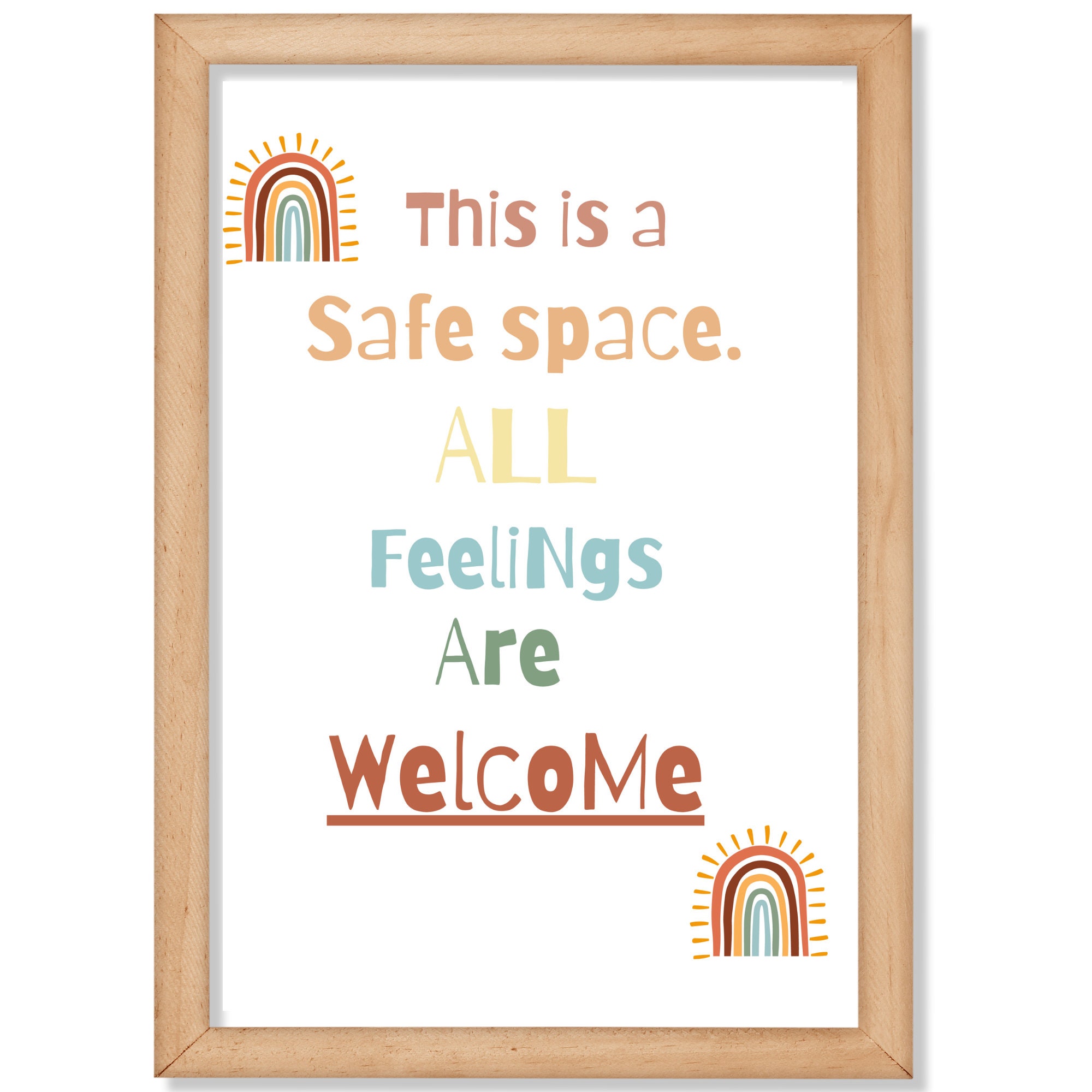 Safe Space Poster All Feelings Are Welcome Digital Download Calming ...