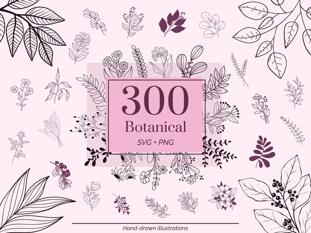 300 Botanical Svg Png Bundle, Flower Svg, Floral Svg, Leaves Svg ...