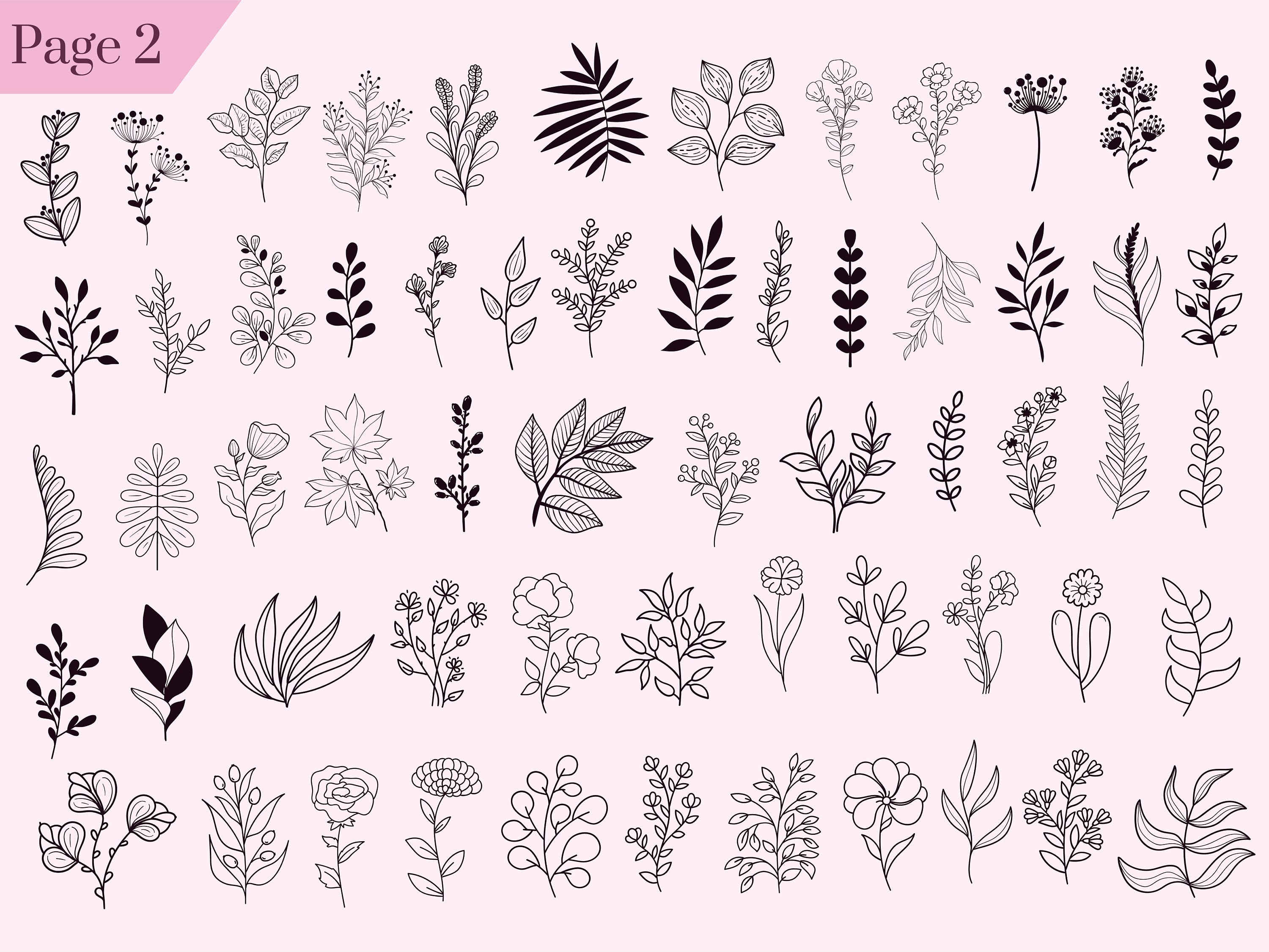 300 Botanical Svg Png Bundle Flower Svg Floral Svg Leaves - Etsy