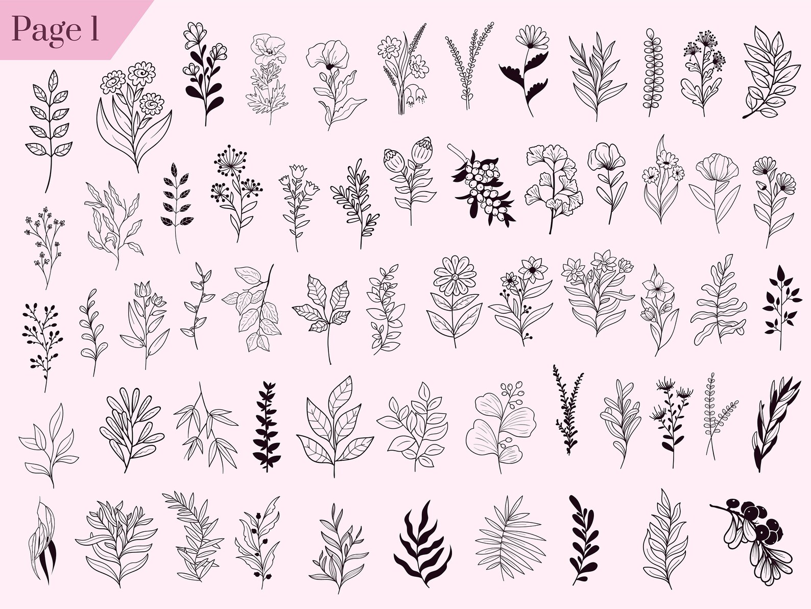 300 Botanical Svg Png Bundle, Flower Svg, Floral Svg, Leaves Svg ...