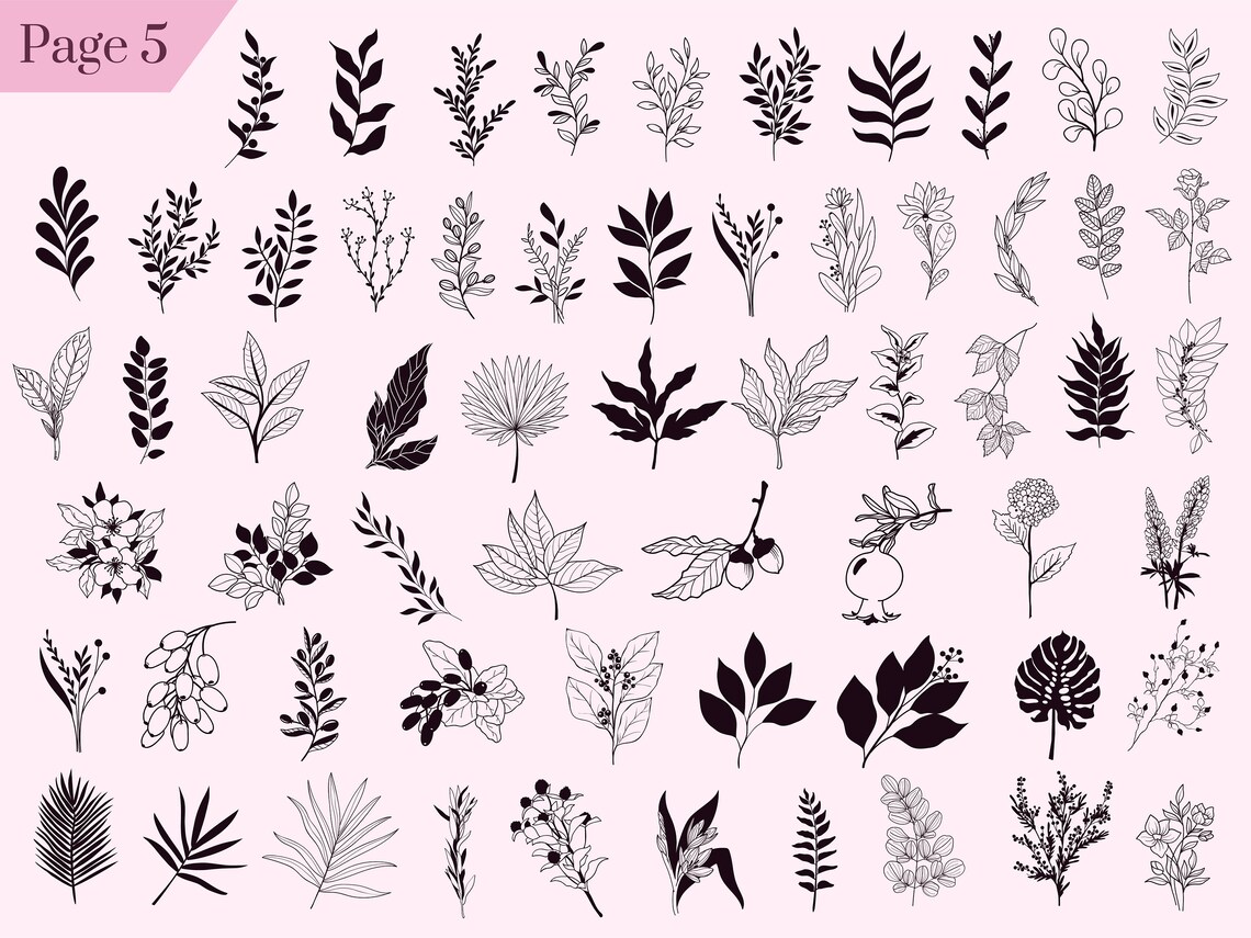 300 Botanical Svg Png Bundle Flower Svg Floral Svg Leaves - Etsy