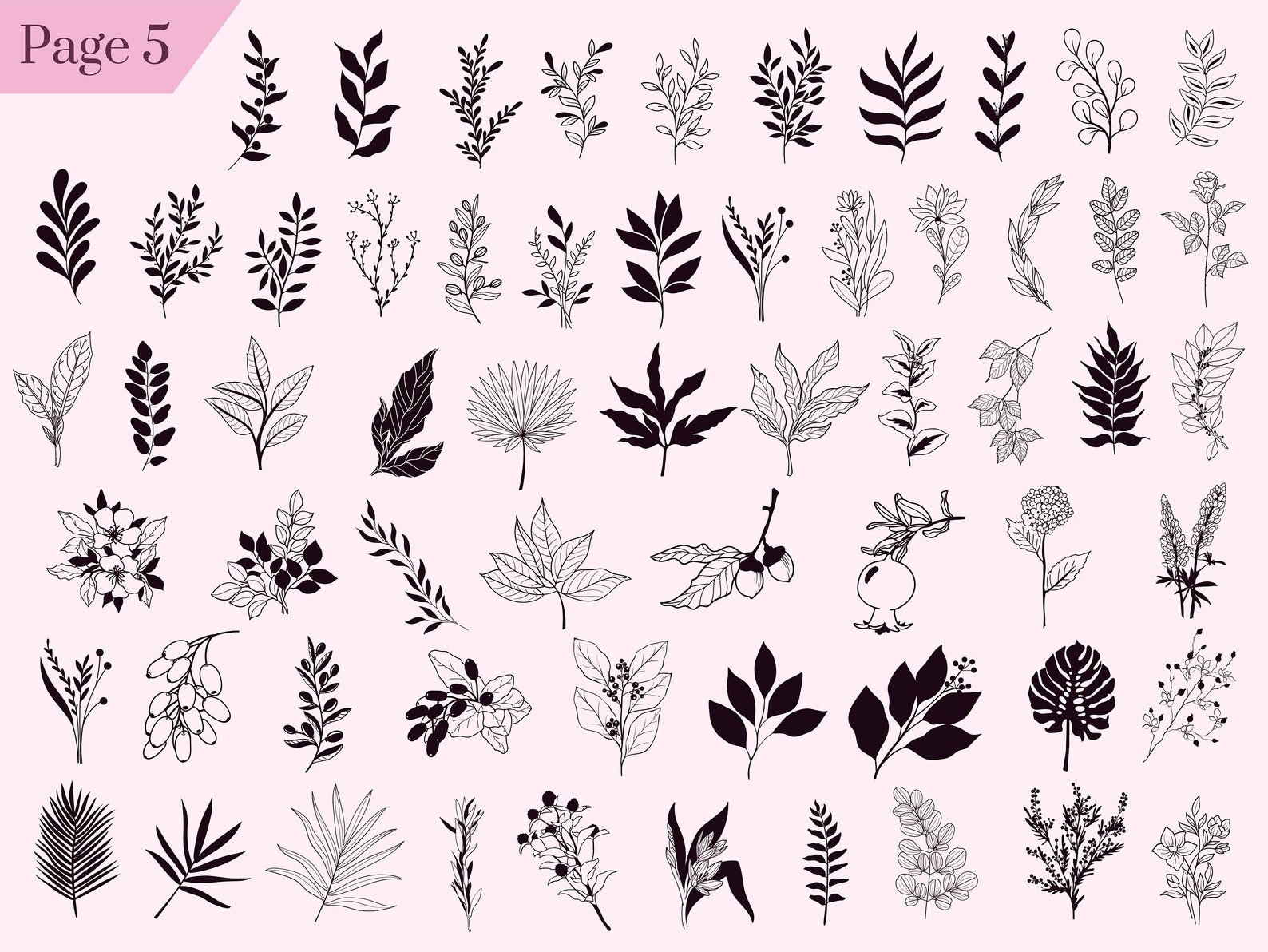 300 Botanical Svg Png Bundle Flower Svg Floral Svg Leaves - Etsy