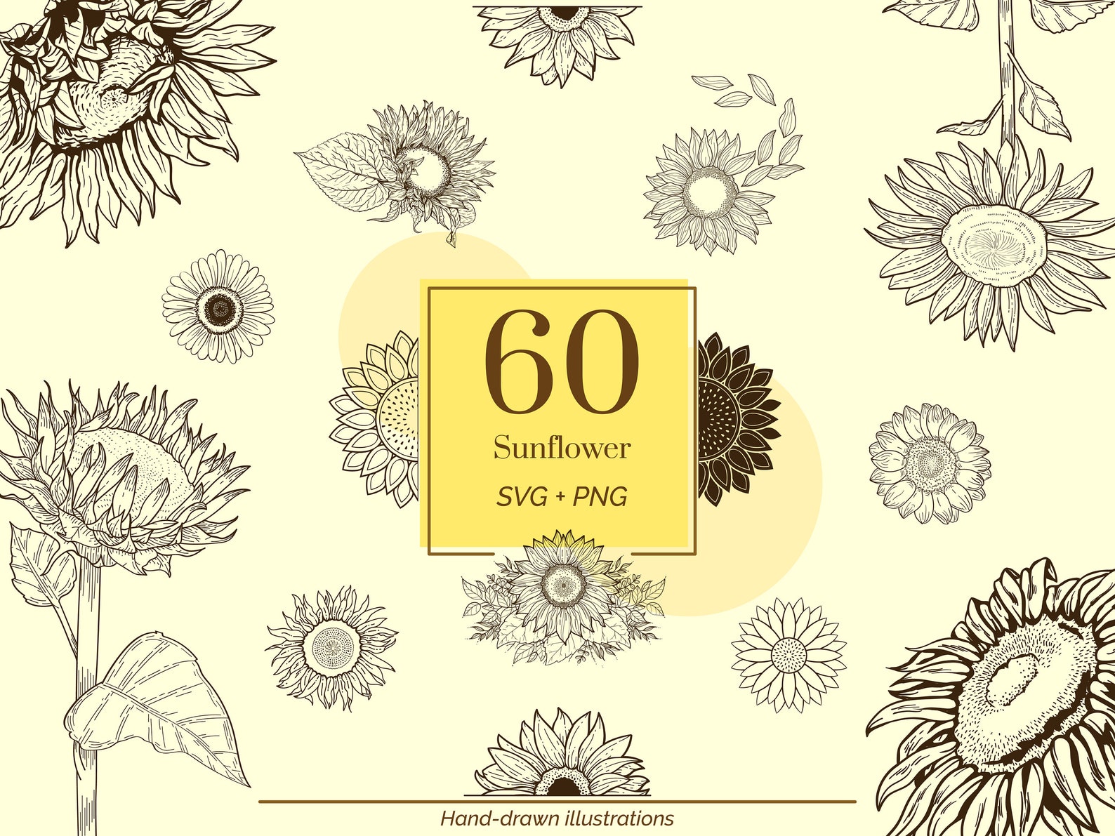 Sunflower Svg Png Bundle Floral Svg Sunflower Clipart Floral Etsy