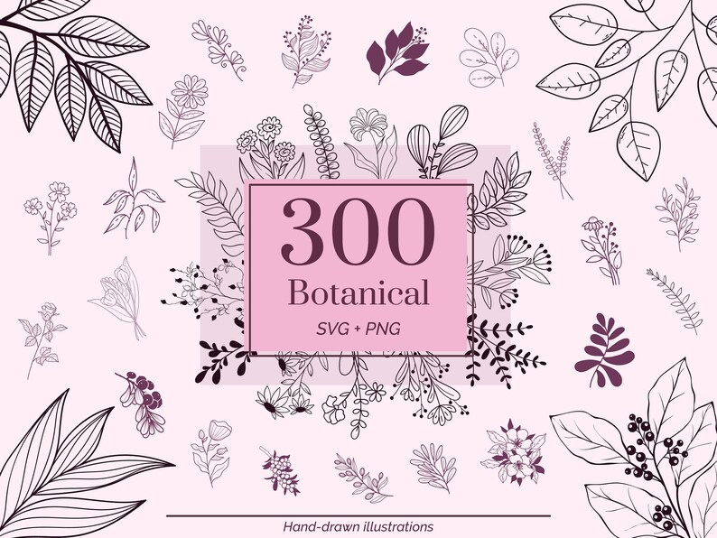 300 Botanical Svg Png Bundle Flower Svg Floral Svg Leaves - Etsy