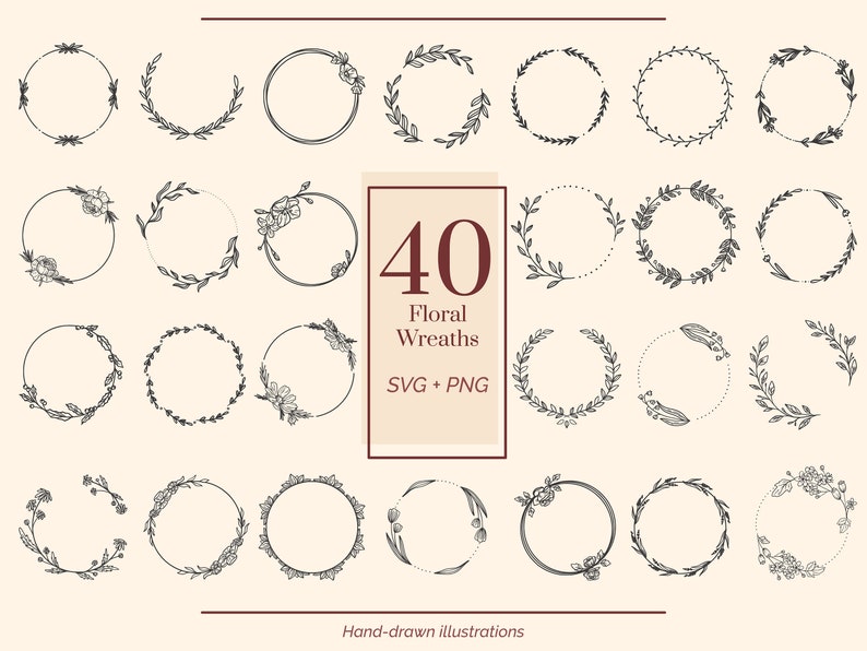 Wreath Svg Bundle, Floral Wreath Bundle, Flower Wreath Svg, Laurel ...