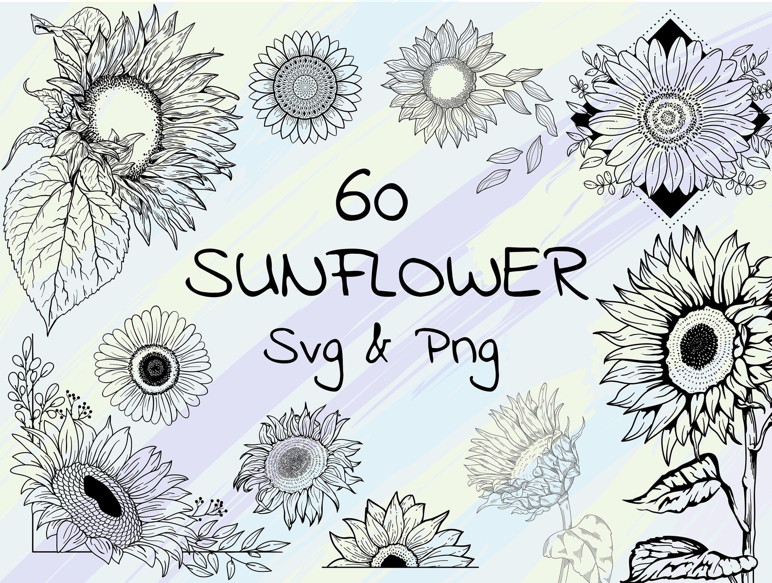 Sunflower Svg Png Bundle Floral Svg Sunflower Clipart Floral - Etsy