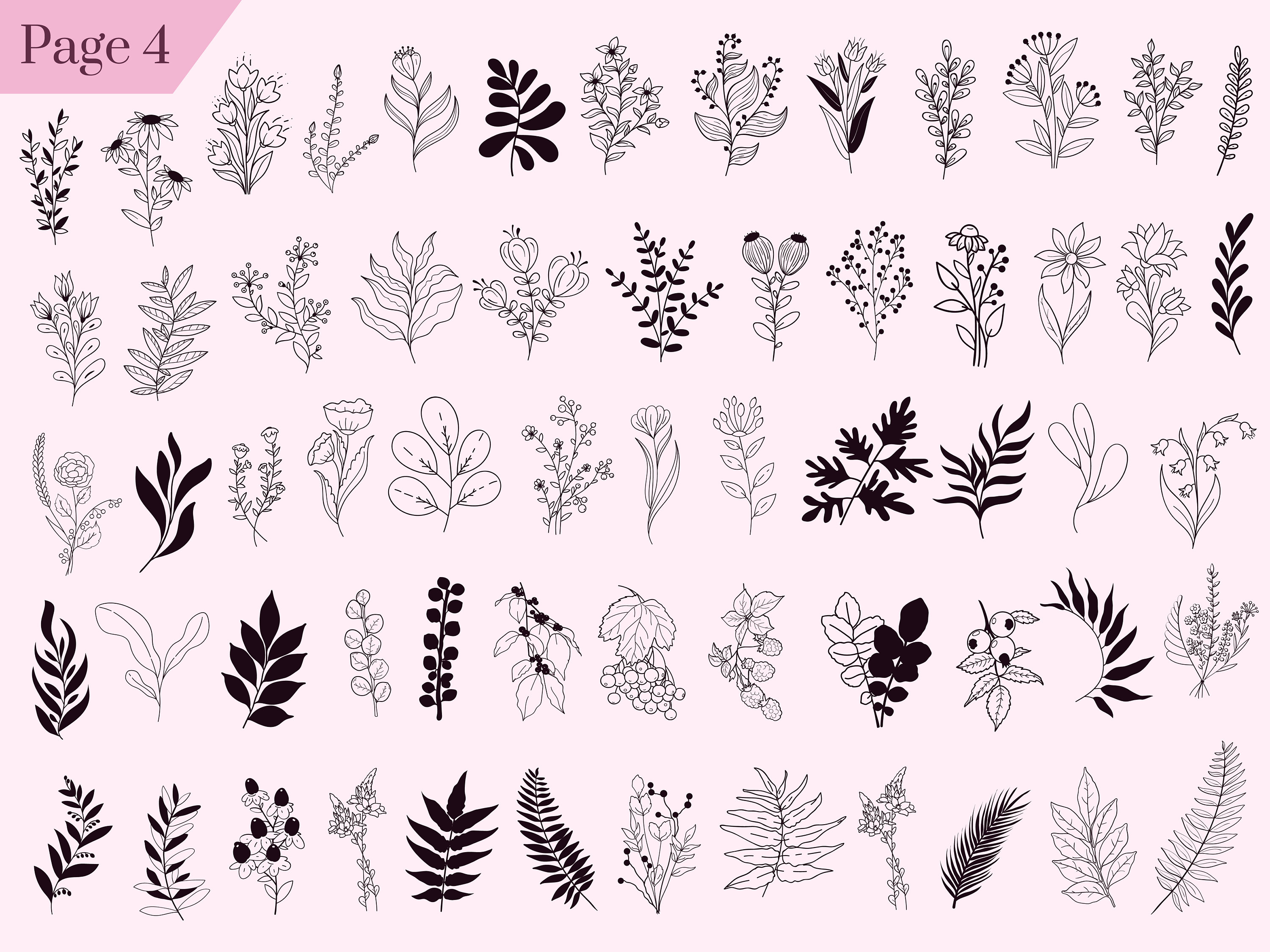 300 Botanical Svg Png Bundle Flower Svg Floral Svg Leaves - Etsy