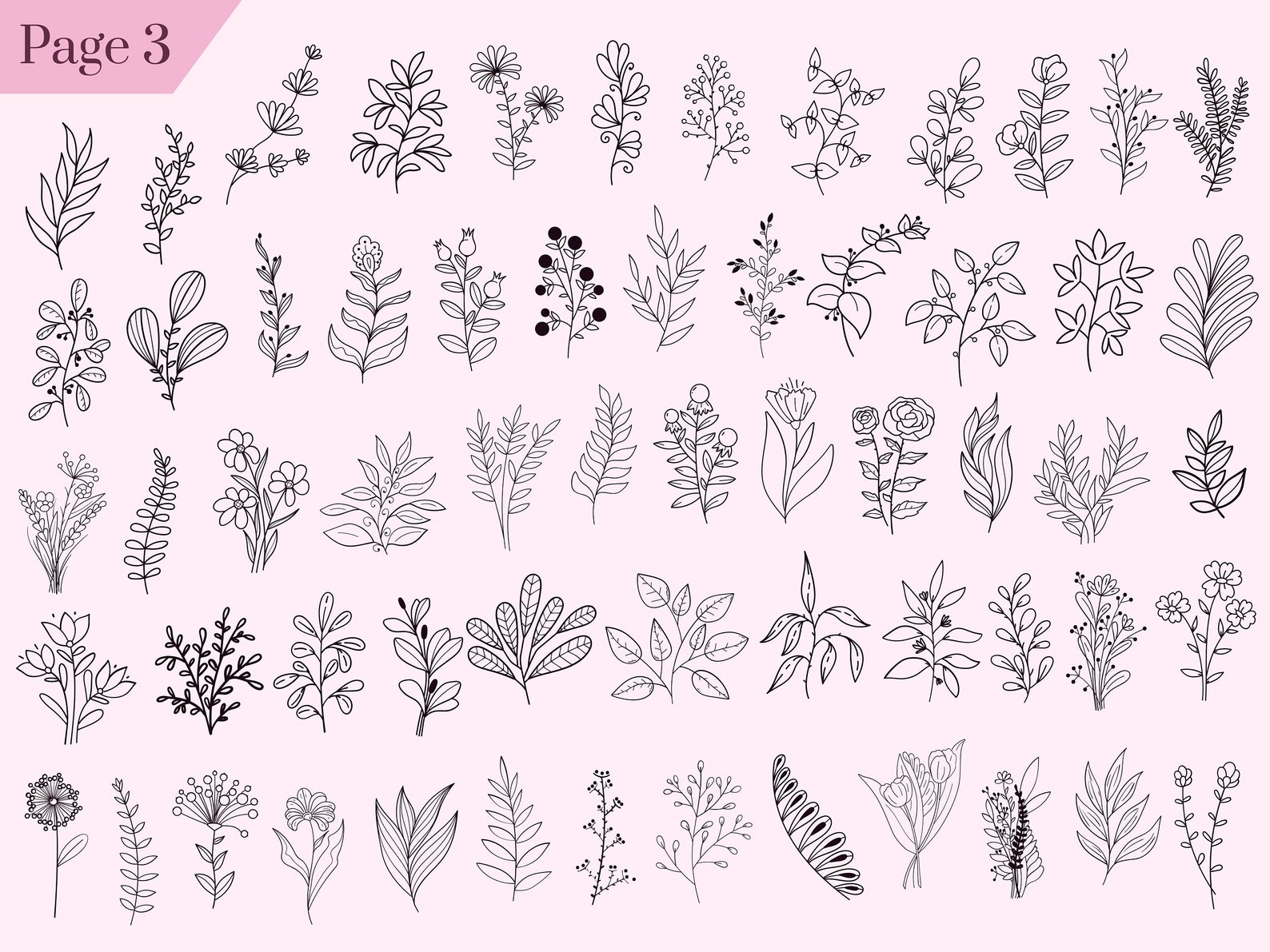300 Botanical Svg Png Bundle Flower Svg Floral Svg Leaves - Etsy