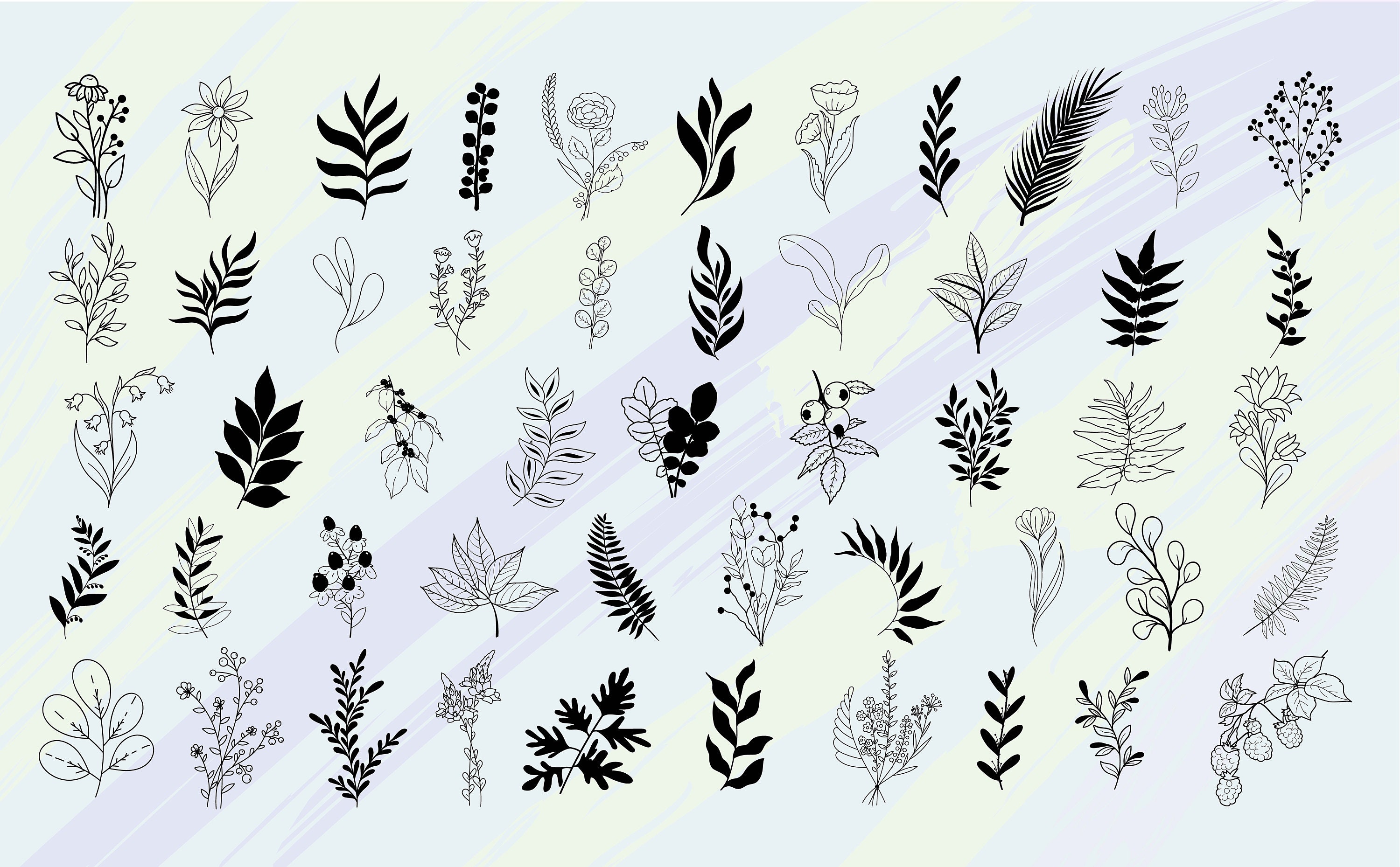 300 Botanical Svg Png Bundle, Flower Svg, Floral Svg, Leaves Svg ...