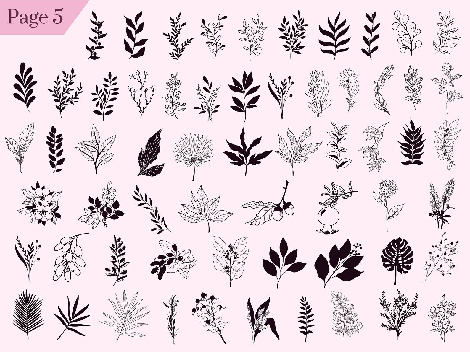 300 Botanical Svg Png Bundle, Flower Svg, Floral Svg, Leaves Svg ...