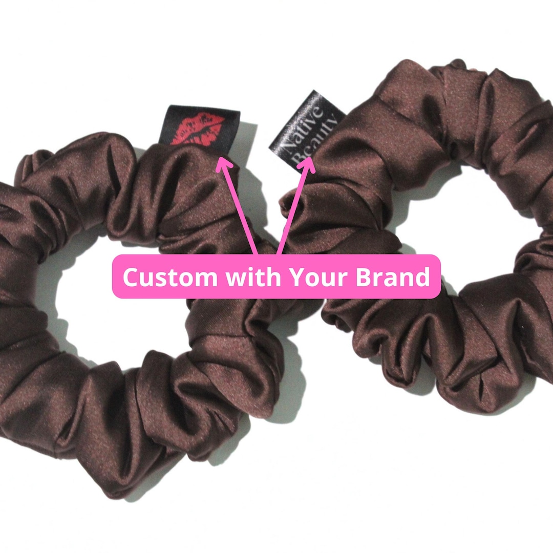 Set of 100 Handmade Satin Silk Scrunchies - Customize Label With Your ...