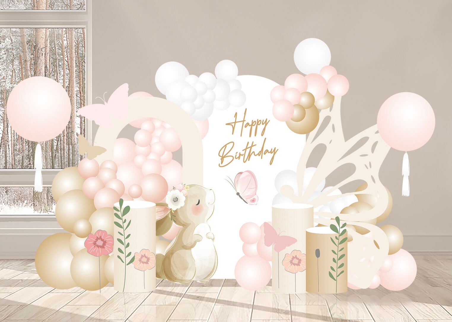 Personalized Cute Bunny PROPS Cutouts in Foam Board, Happy Birthday ...