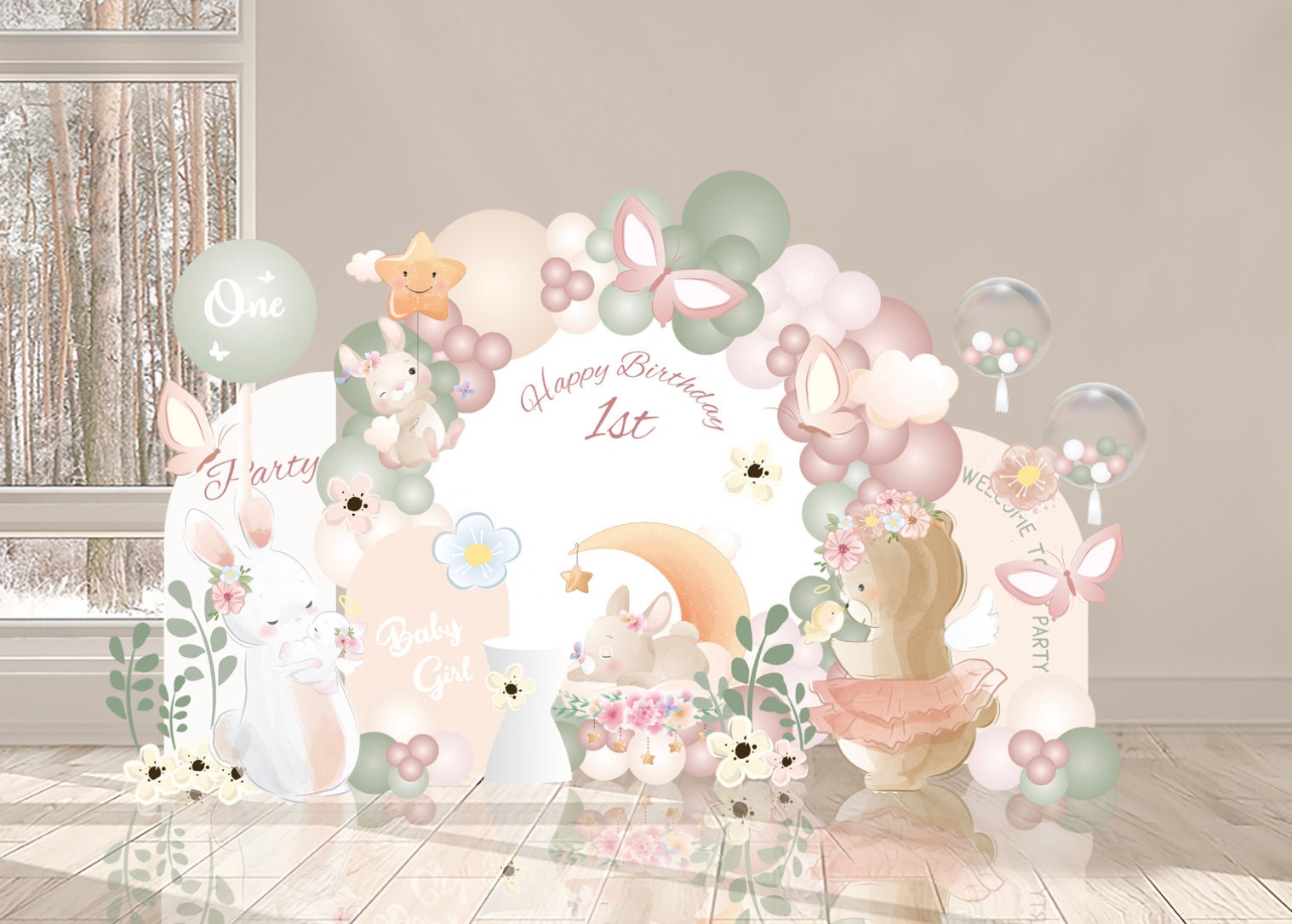 Personalized Cute Bunny PROPS Cutouts in Foam Board, Happy Birthday ...