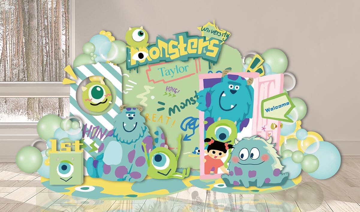 Monsters Inc Themed Birthday Backdrop, Monsters Cutouts, Monsters Inc ...