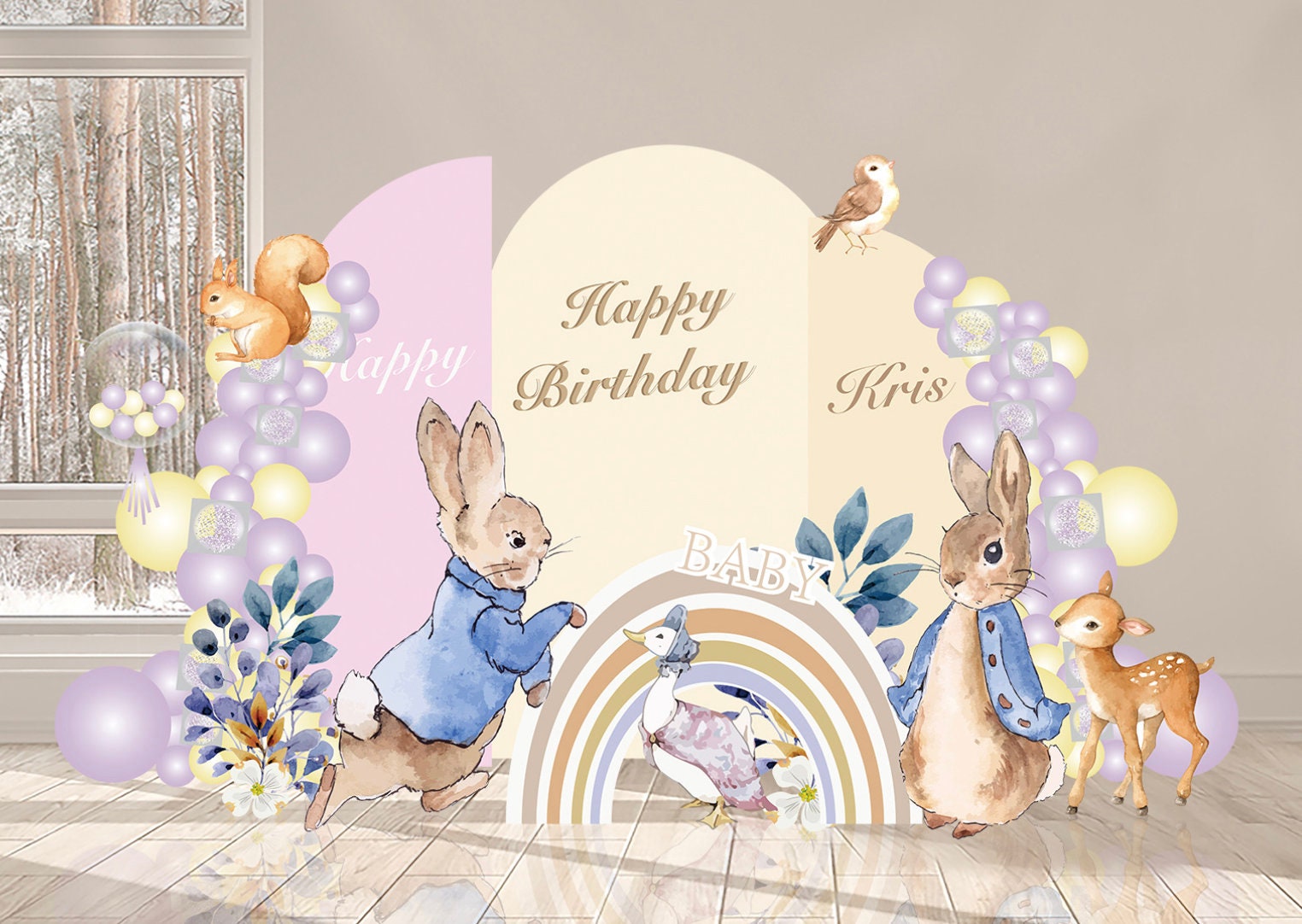 Personalized Cute Bunny PROPS Cutouts in Foam Board, Happy Birthday ...