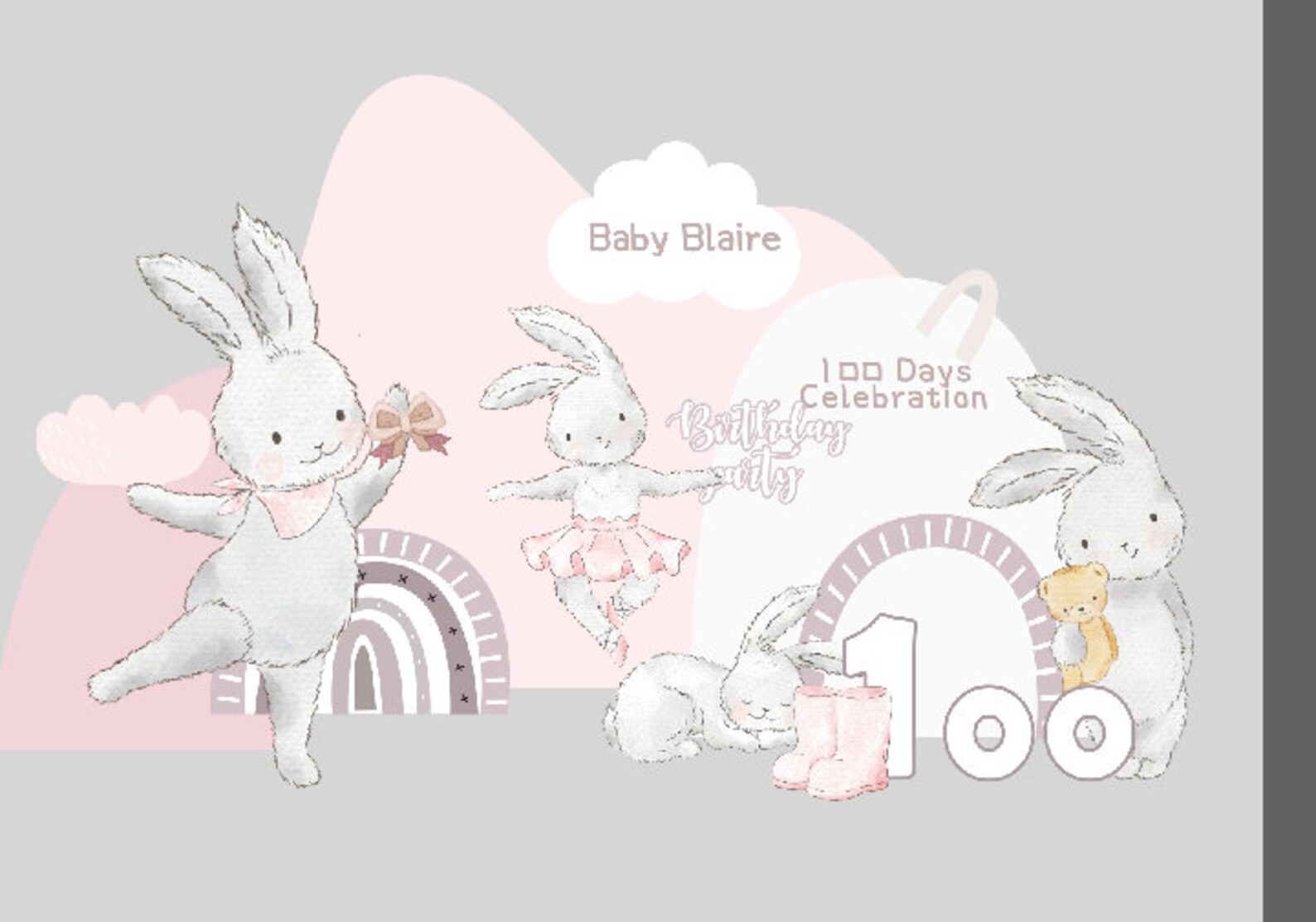 Personalized Cute Bunny PROPS Cutouts in Foam Board, Happy Birthday ...