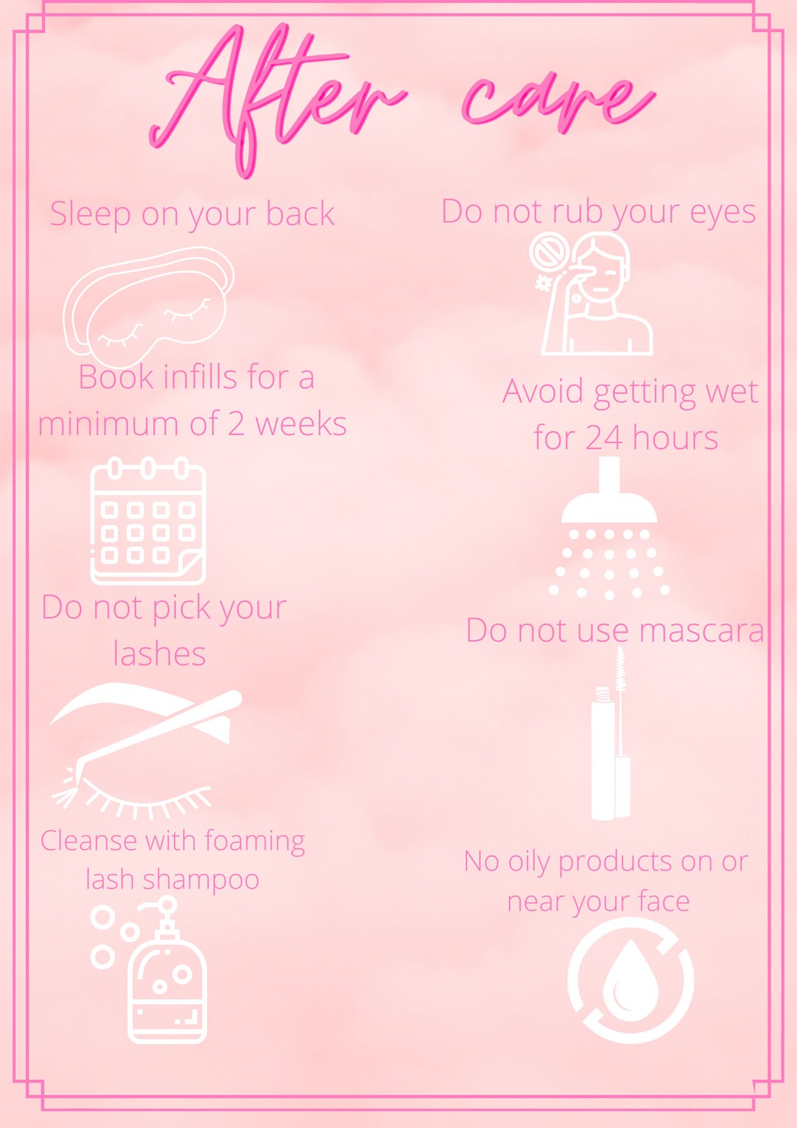 Lash After Care Template - Etsy