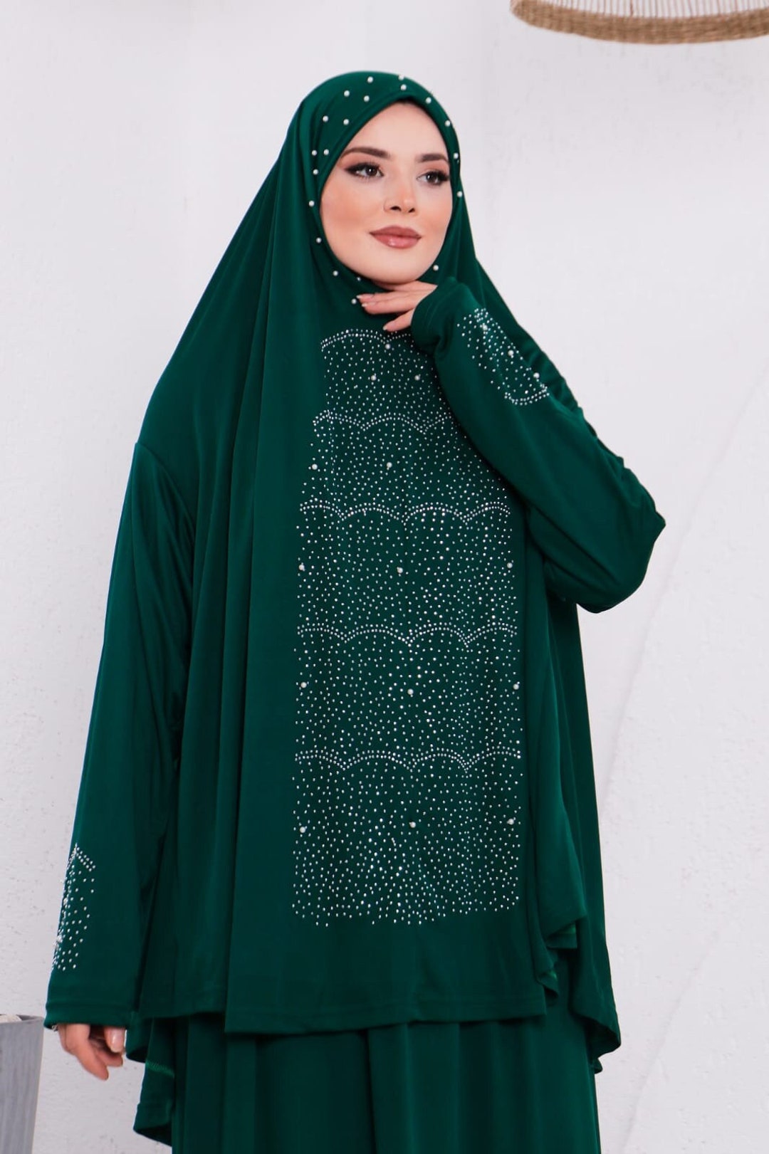 Green Luxury Prayer Dress, Muslim Ramadan Dress, Women Islamic Dress ...