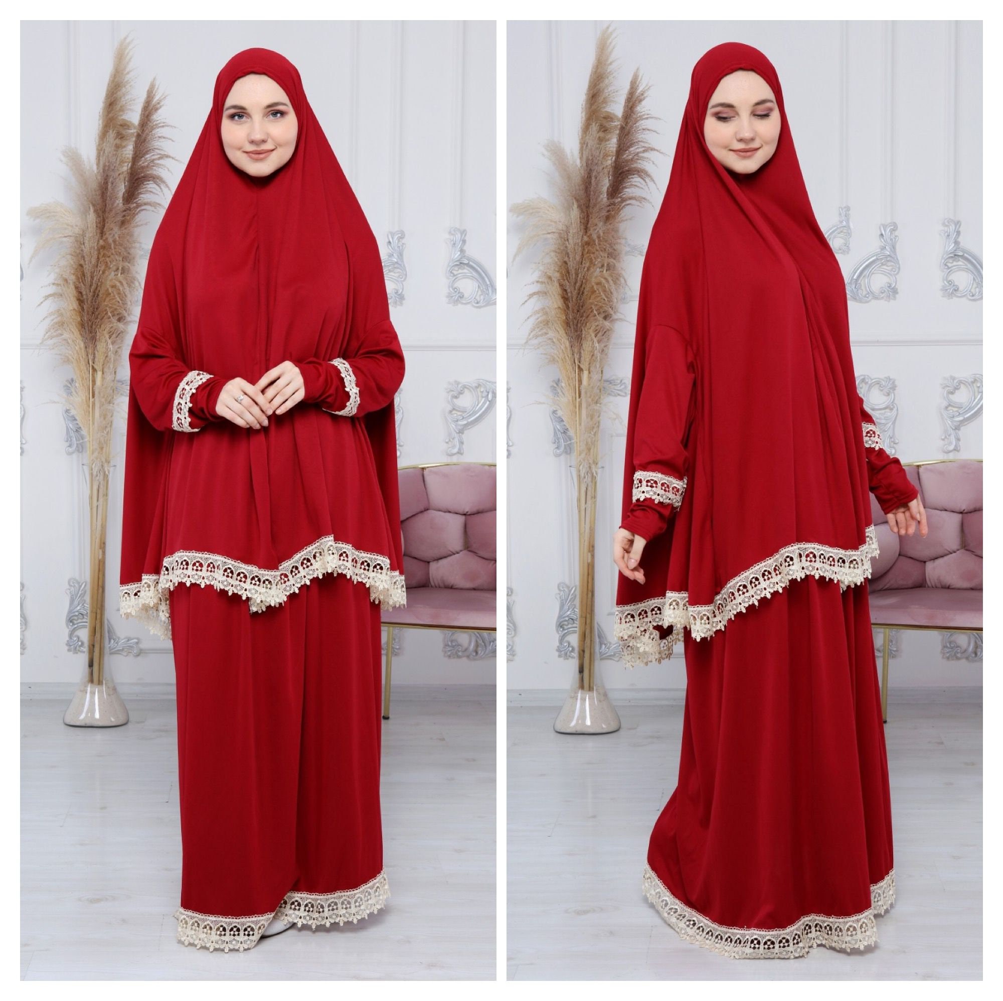 Pink Muslim Women Prayer Dress, Islam Prayer Dress, Ramadan Dress ...