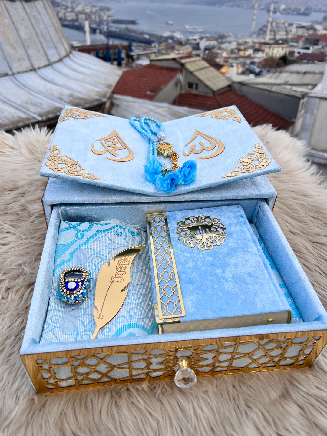 Luxury Quran Islamic Gift Wooden Box, Ramadan Gift Set for Muslim ...