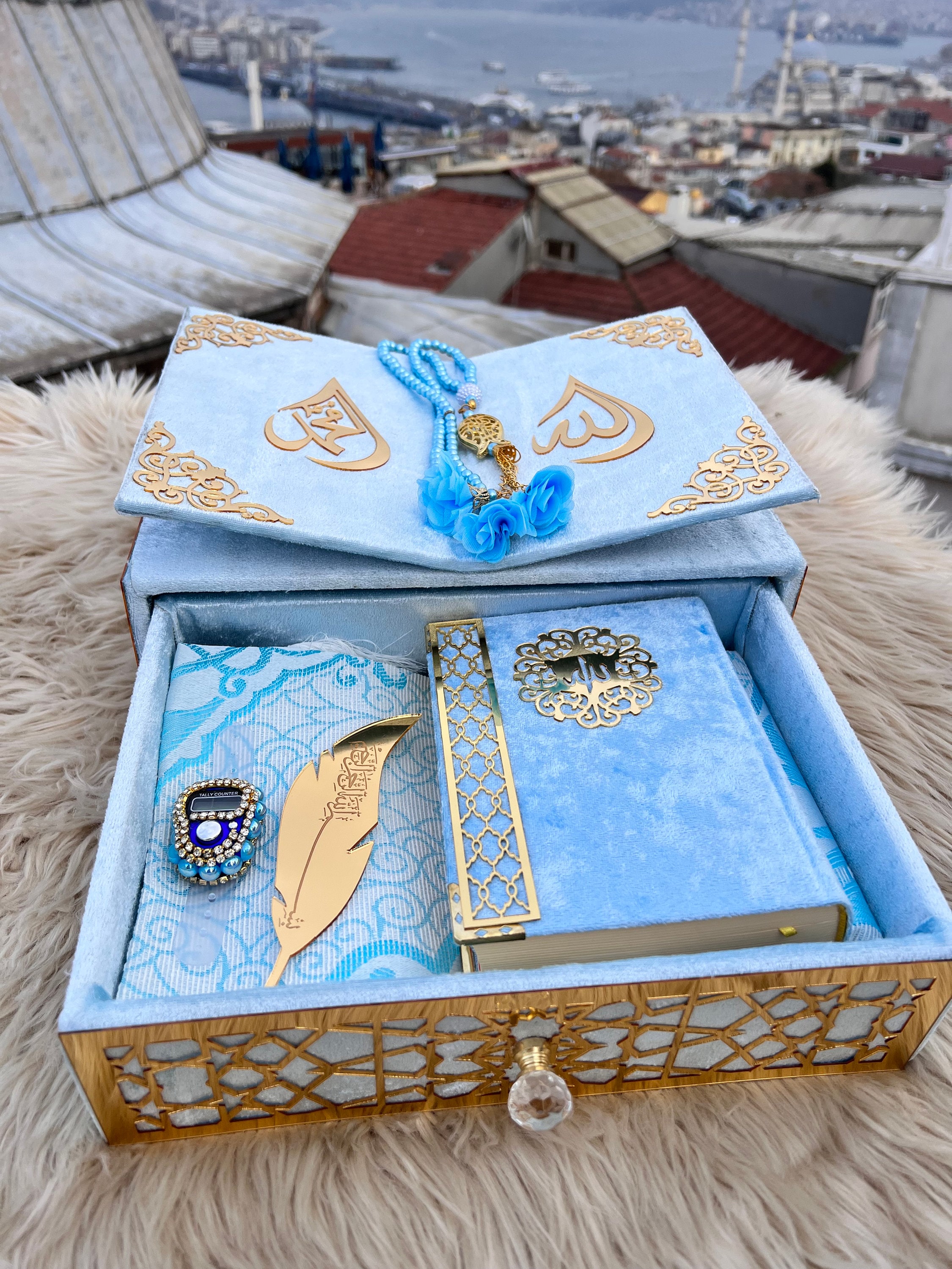 Luxury Quran Islamic Gift Wooden Box, Ramadan Gift Set for Muslim ...