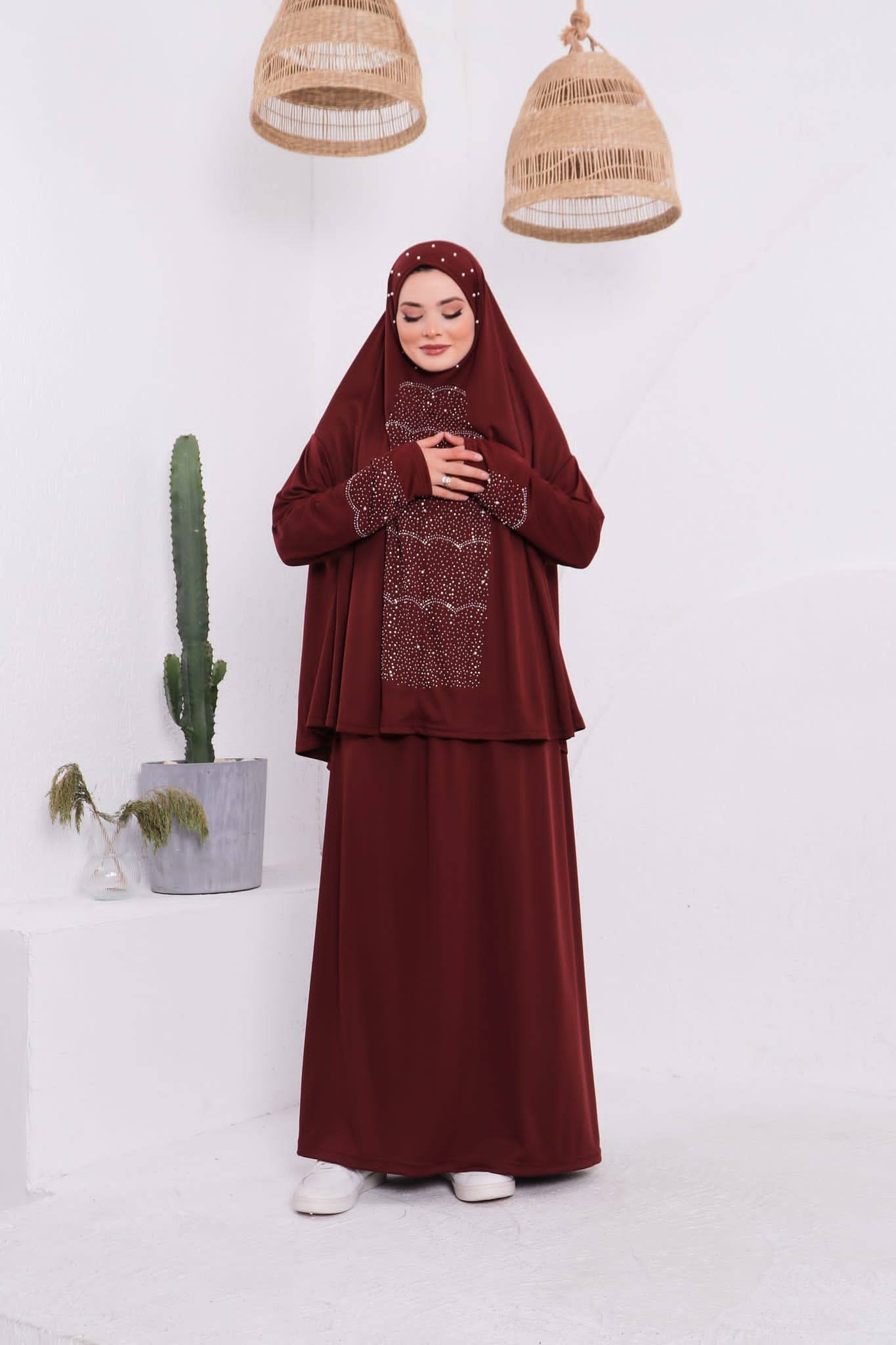 Green Luxury Prayer Dress, Muslim Ramadan Dress, Women Islamic Dress ...