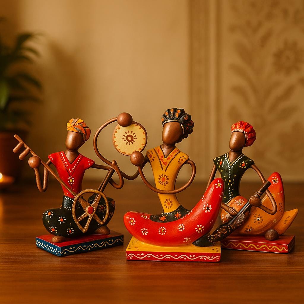 Musicians Showpiece Set 3 Pcs | Rajasthani Handcrafted Iron Home Decor ...