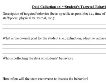 Editable ABC Data Collection Sheets Unstructured & Structured FBA ...
