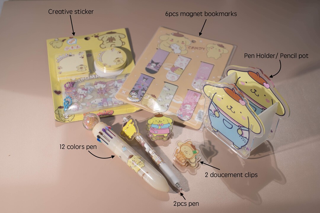 Sanrio POMPOMPURIN Stationary Bundle Gift Set With Pen Holder Pot ...
