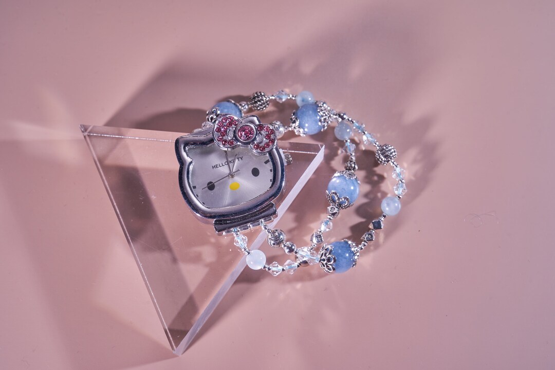 Hello Kitty Handmade Blue Watches With Aquamarine and Angelite Quartz ...