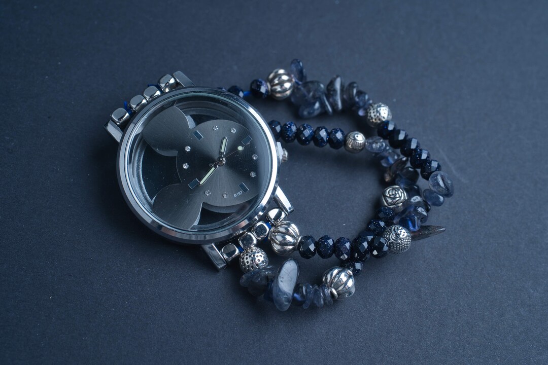 Disney Mickey Mouse Watch Lolite & Blue Sandstone Quartz Handmade Blue ...