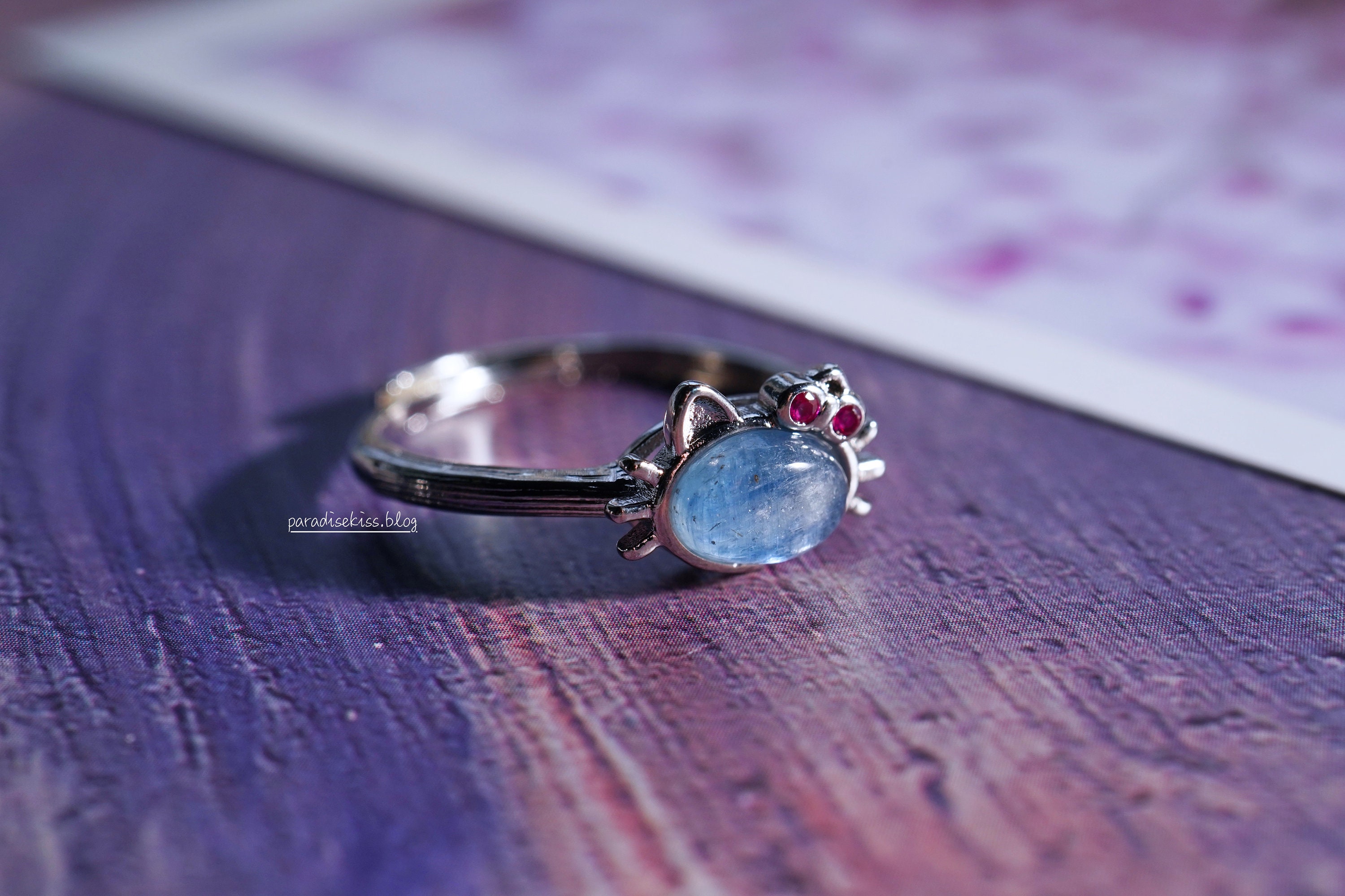 Hello Kitty Aquamarine Ring Jewelry With Natural Blue Quartz in Silver ...