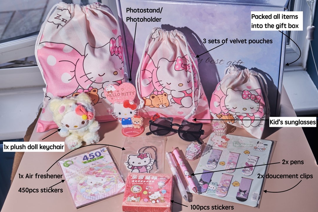 Sanrio Hello Kitty Stationary Bundle Gift Set Velvet Pouches Sanrio ...