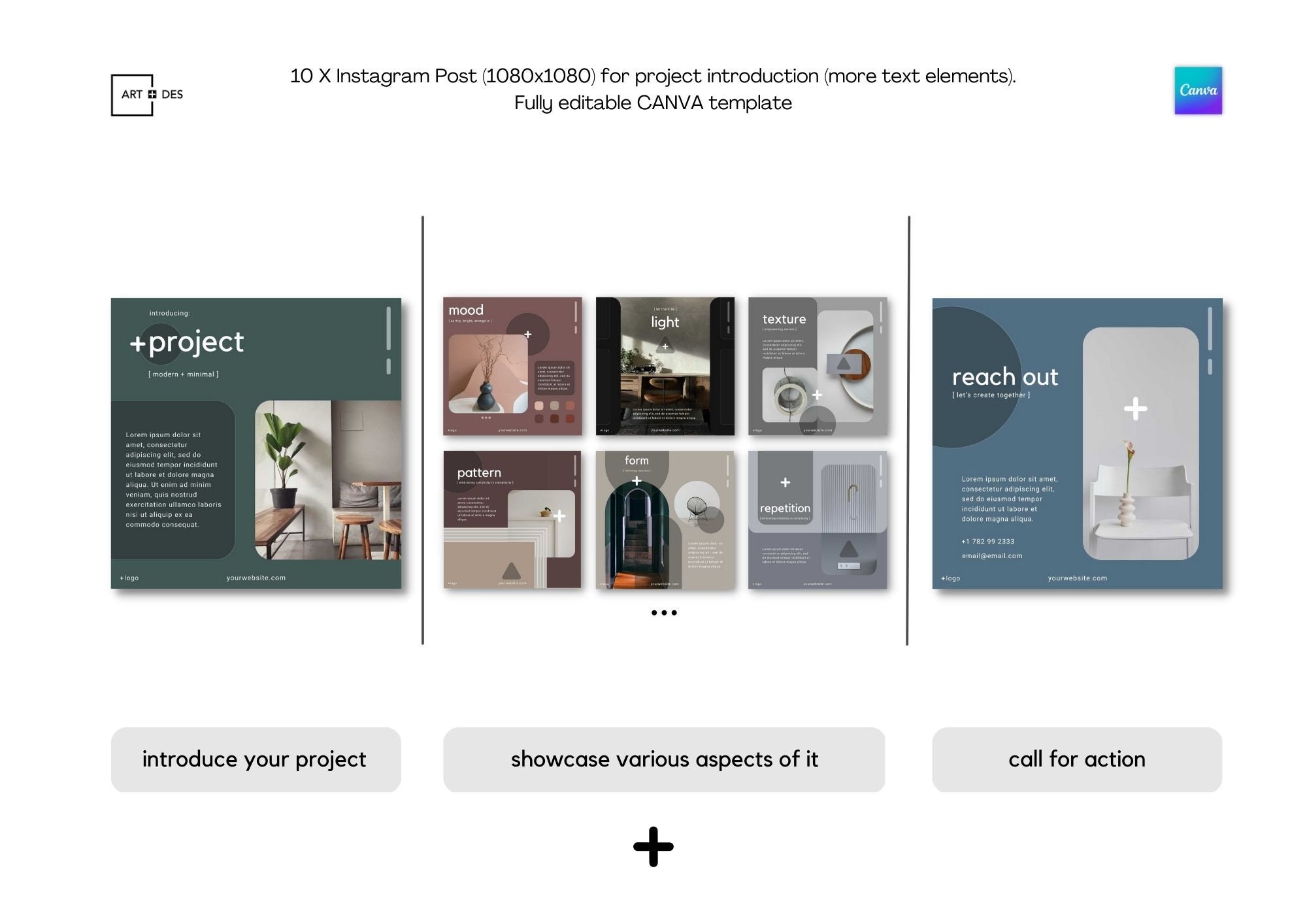 50 Minimalist Post & Story Instagram Canva Templates for Design ...
