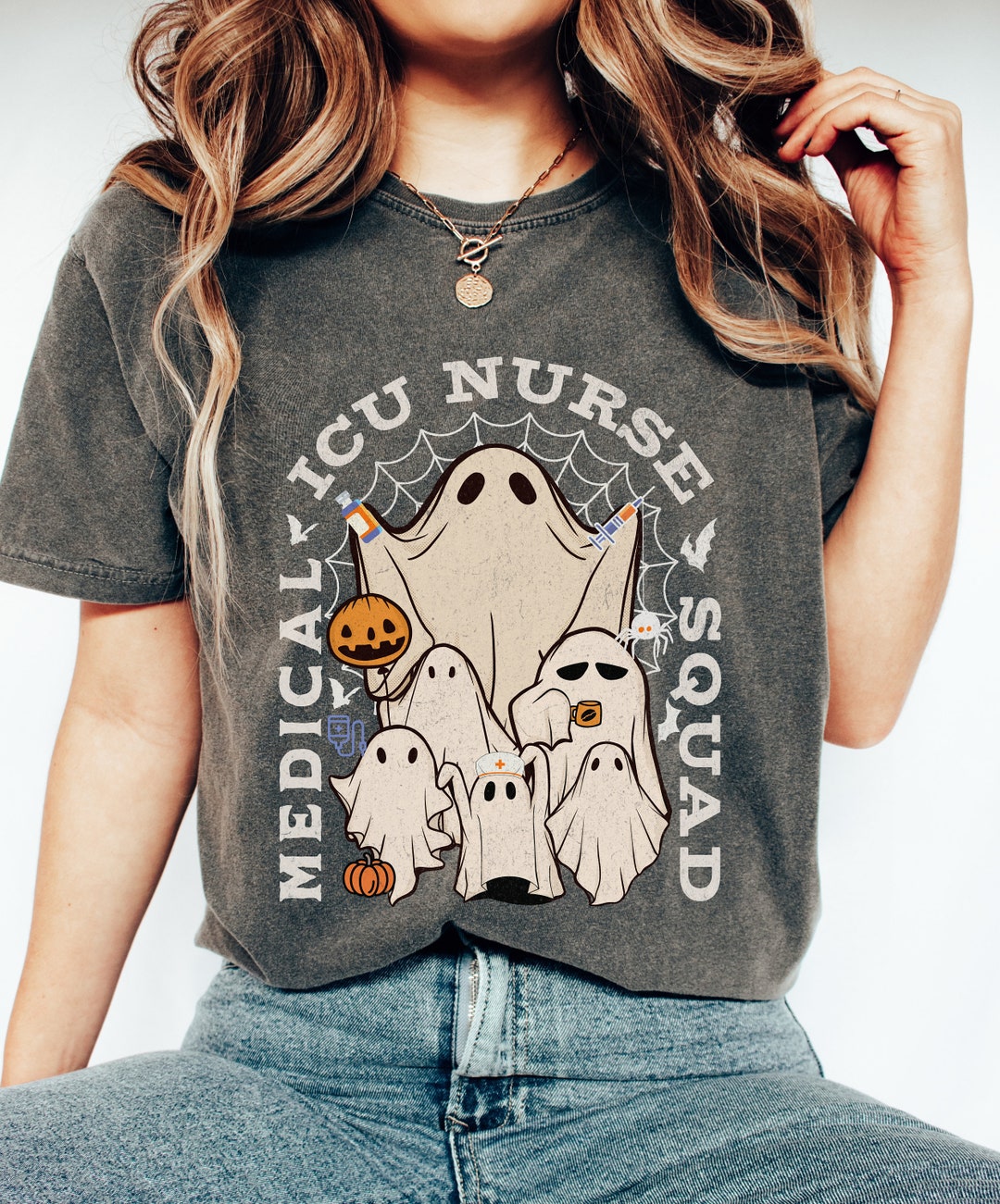 Medical ICU Nurse Squad Vintage Halloween Comfort Colors® Team Shirt ...