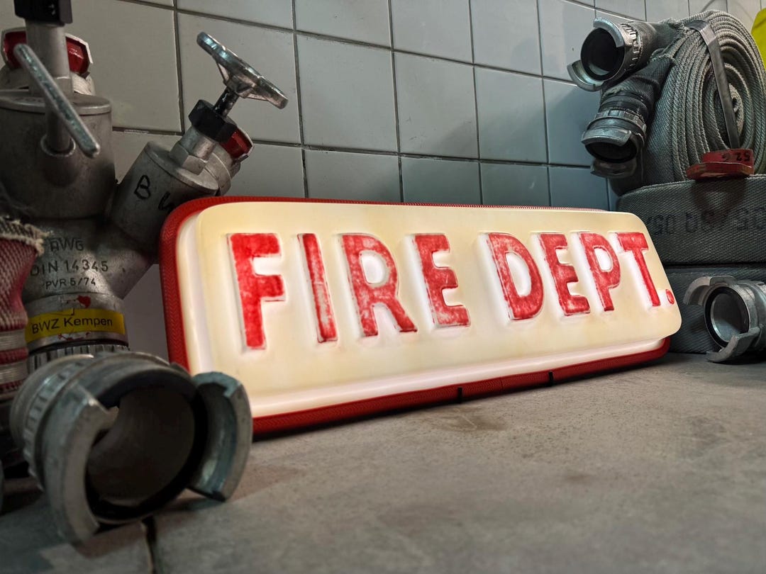 Fire Department Sign. Fireman Lighted Sign. Fire Brigade Lightbox. Fire ...
