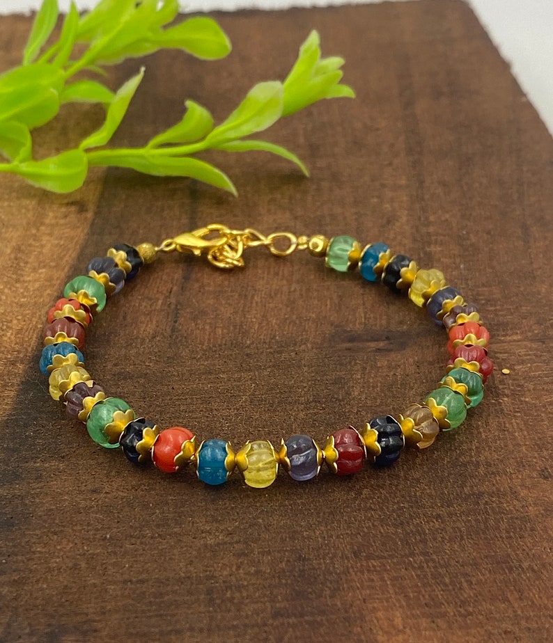 Multi Gemstone Melon Beads Bracelet, Multi Color Beaded Bracelet, 5 to ...