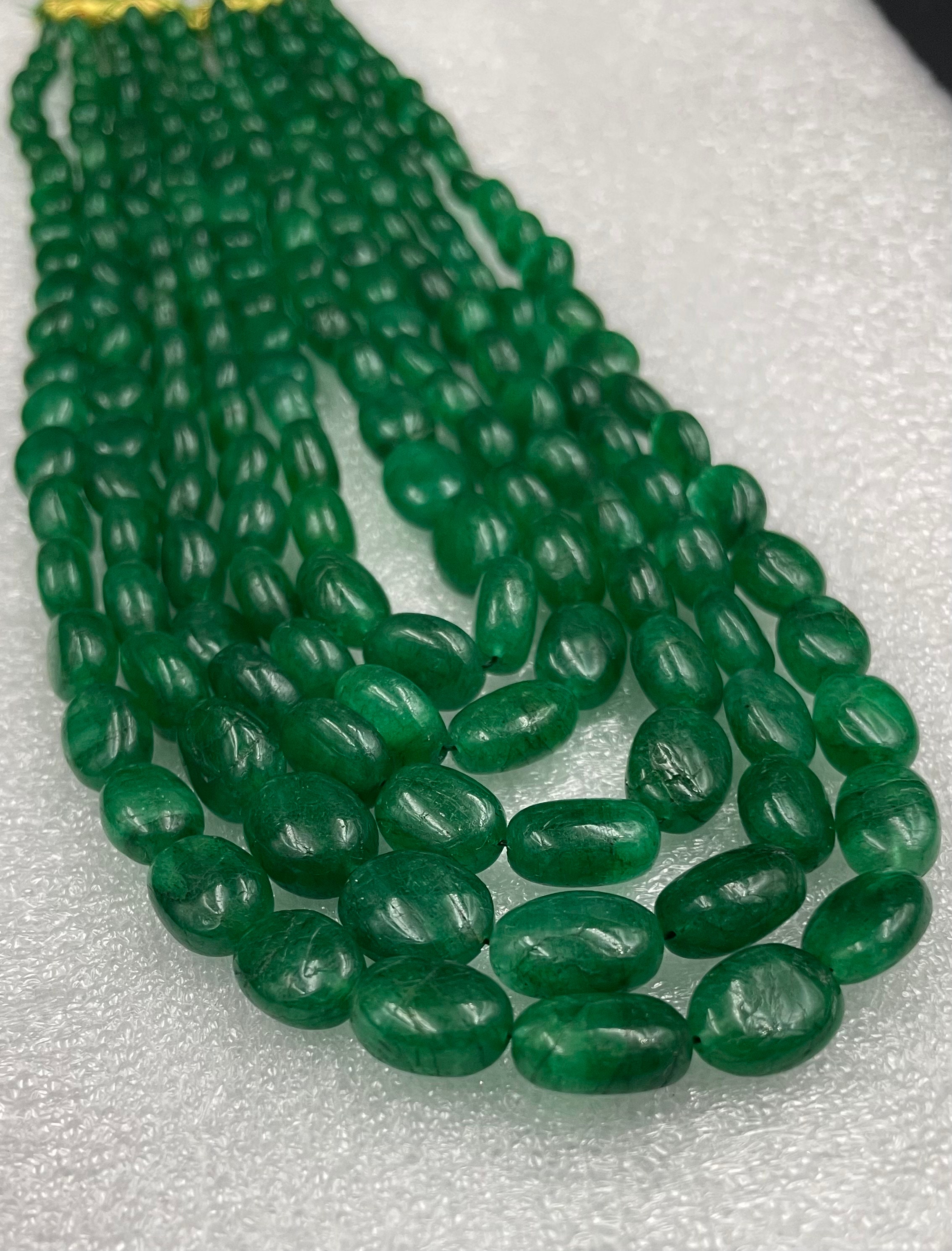 Natural Emerald Smooth Oval Beads for Making Jewelry, Size 8x6 to 13x11 ...