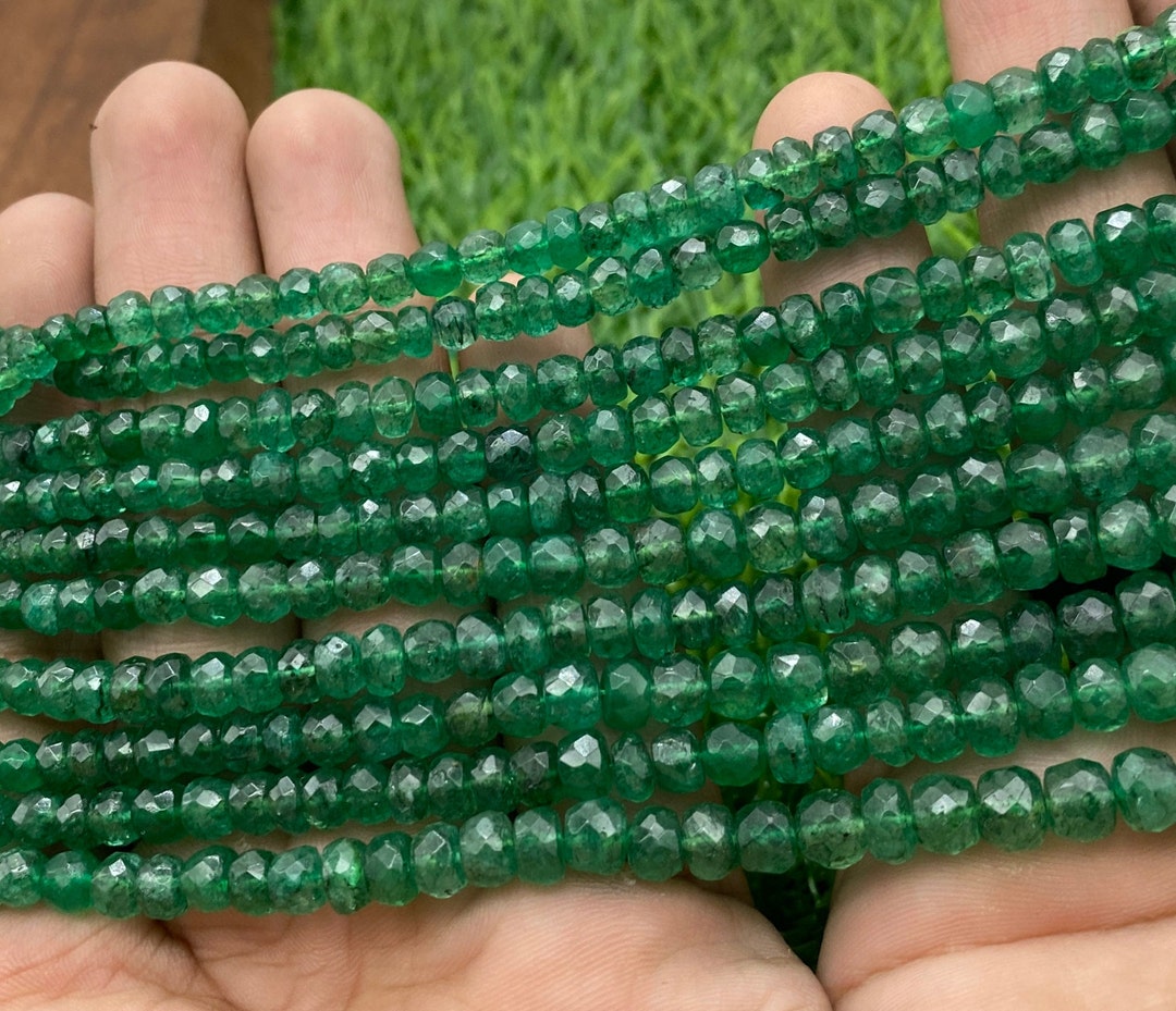 Natural Emerald Faceted Strings Beads for Making Jewelry, Green Emerald ...