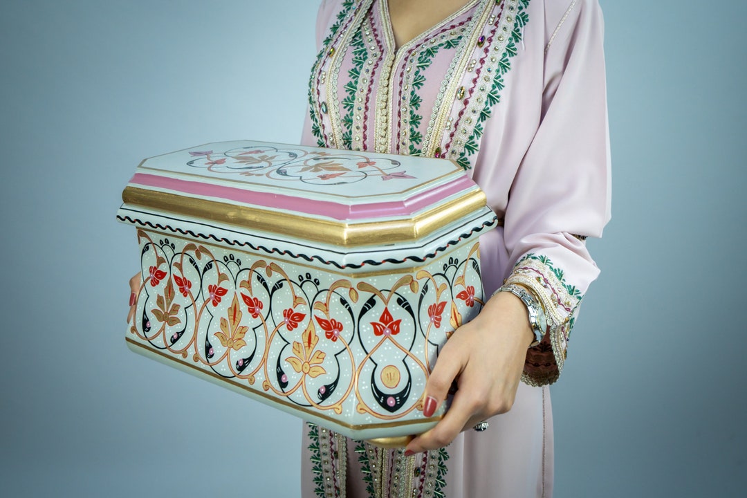 Moroccan Wooden Box- Hand Painted Chest- Arabic Wooden Chest - Etsy
