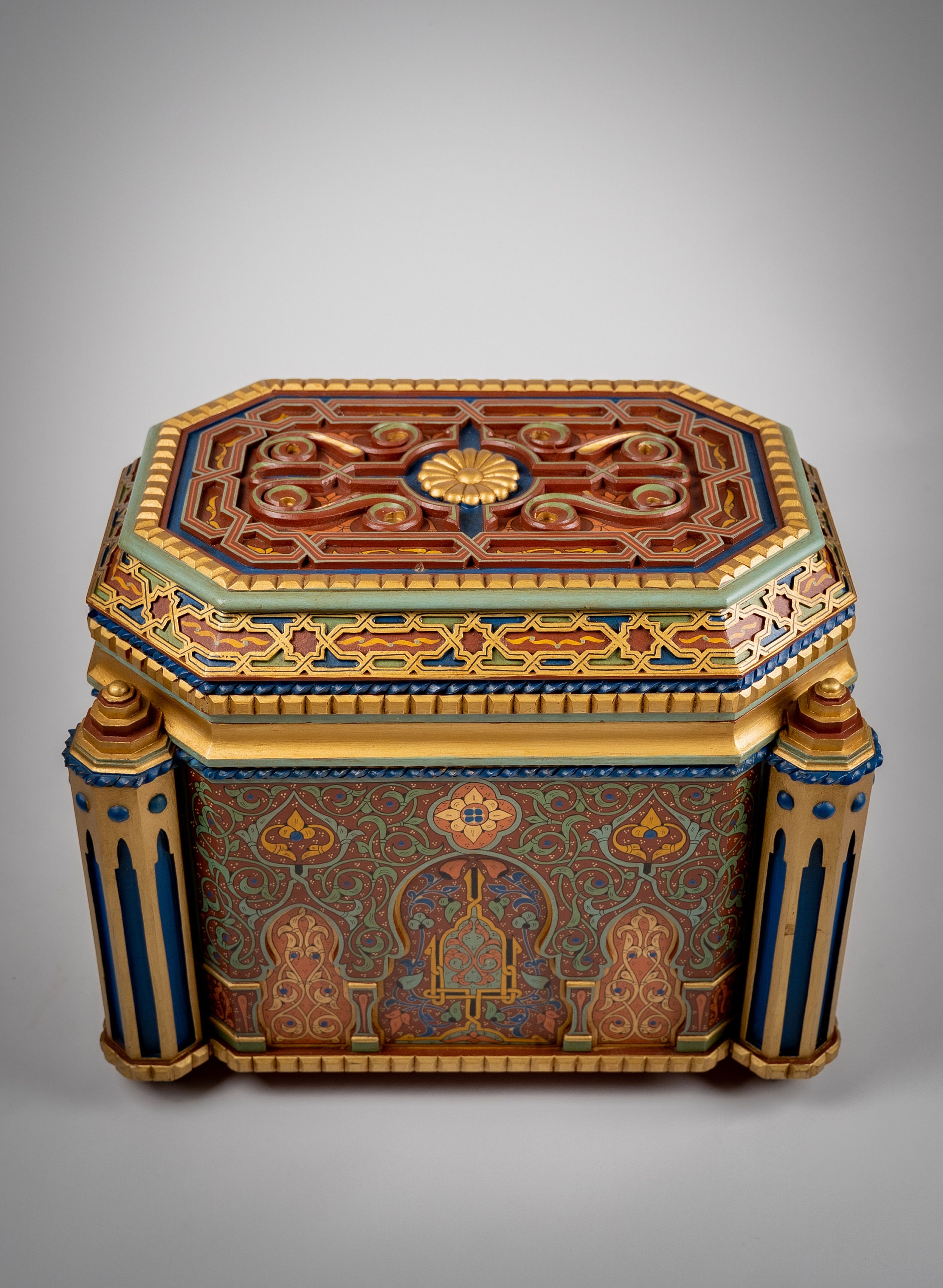 Hand-carved Moroccan Chest-hand Painted Chest-intricate Wood Carving ...