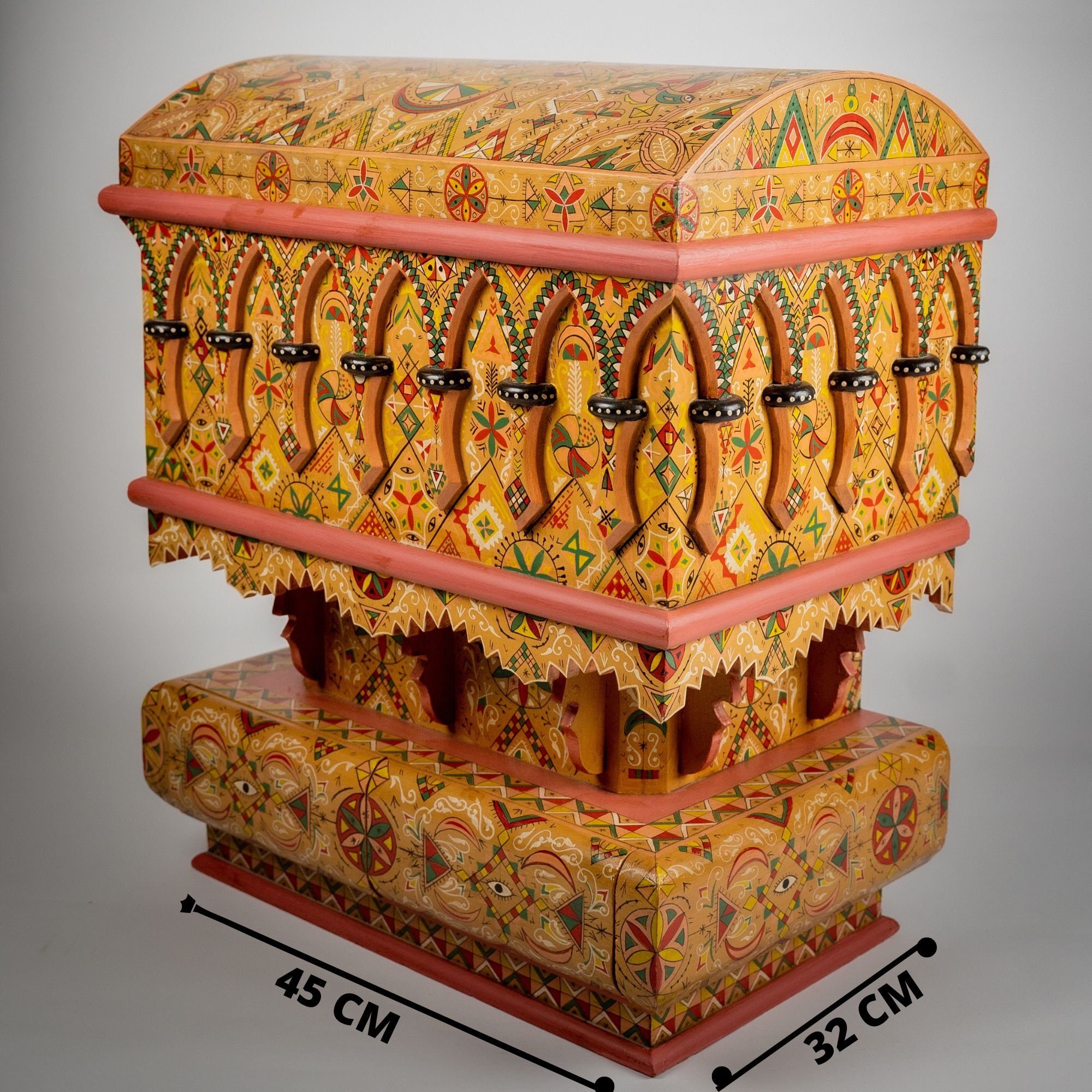 Bohemian Chest of Drawers Hand-painted Berber Art Tribal Wooden Chest ...