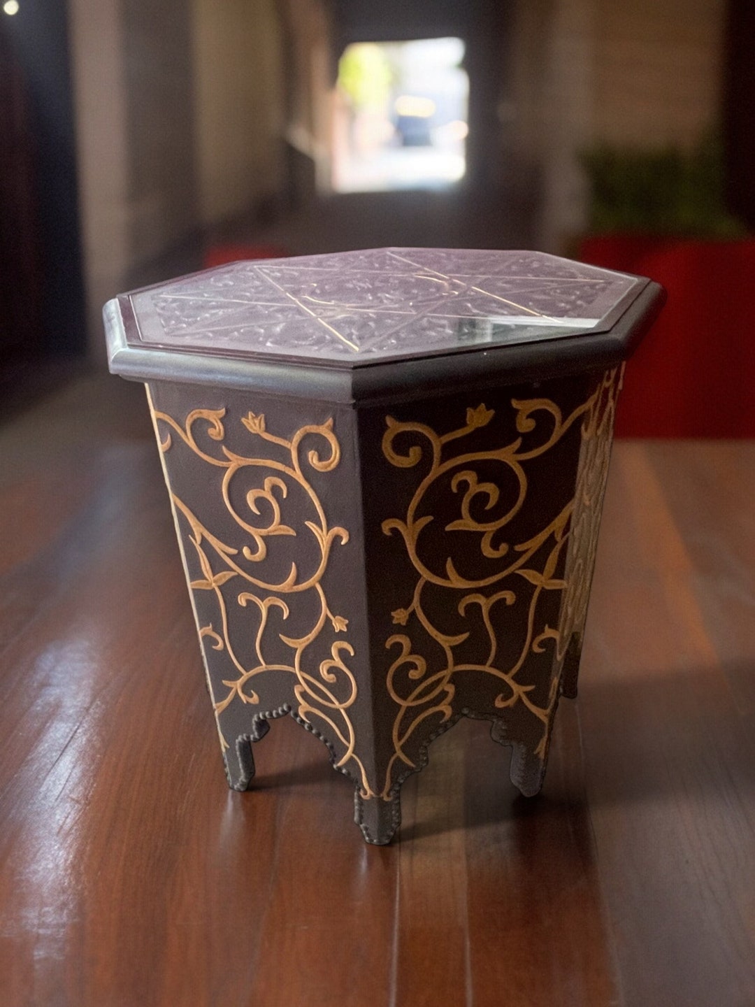 Wooden Side Table- Hand Painted Tea Table- Moroccan Coffee Table - Etsy