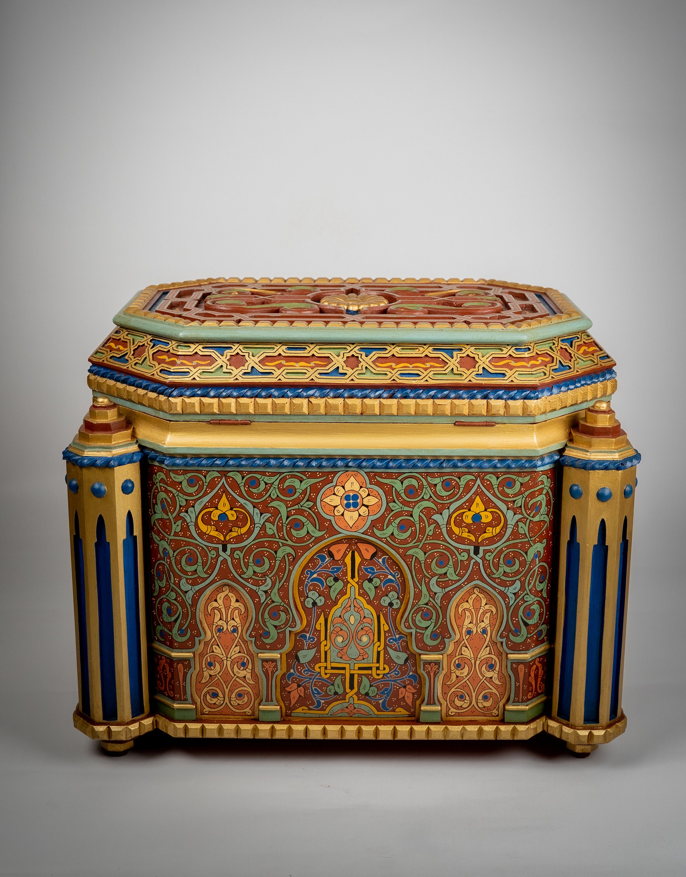 Hand-carved Moroccan Chest-hand Painted Chest-intricate Wood Carving ...