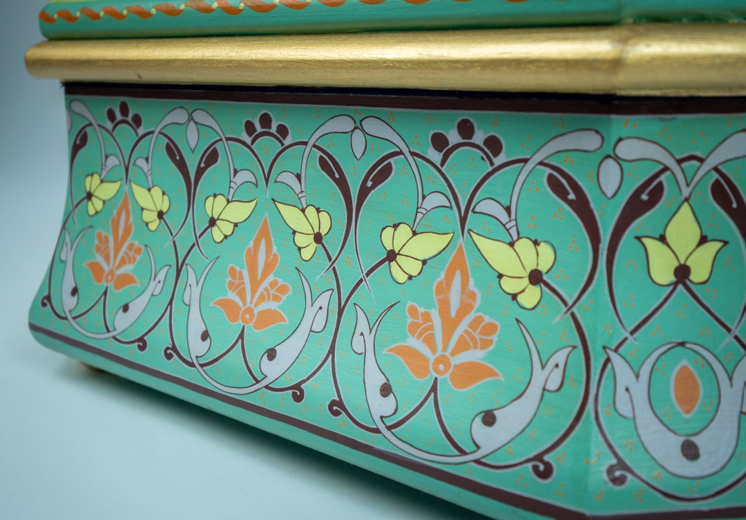 Moroccan Wooden Box- Hand Painted Chest- Arabic Wooden Chest - Etsy