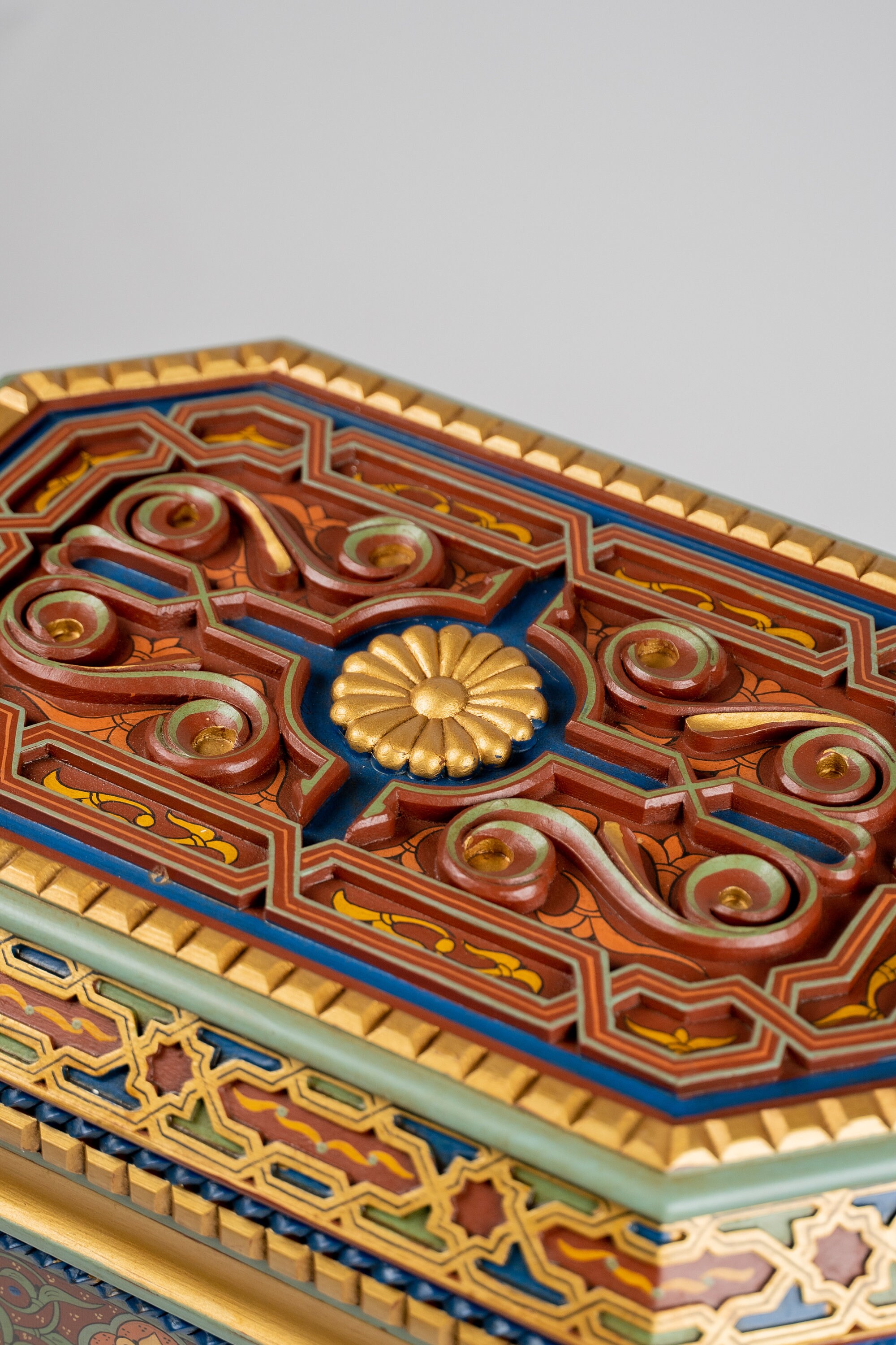 Hand-carved Moroccan Chest-hand Painted Chest-intricate Wood Carving ...