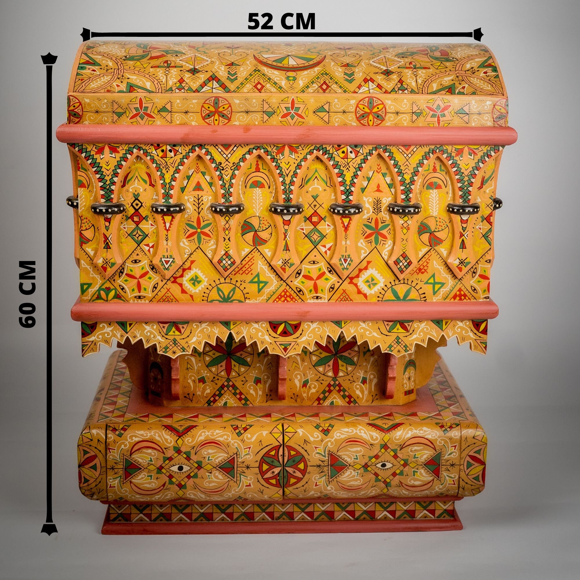 Bohemian Chest of Drawers Hand-painted Berber Art Tribal Wooden Chest ...