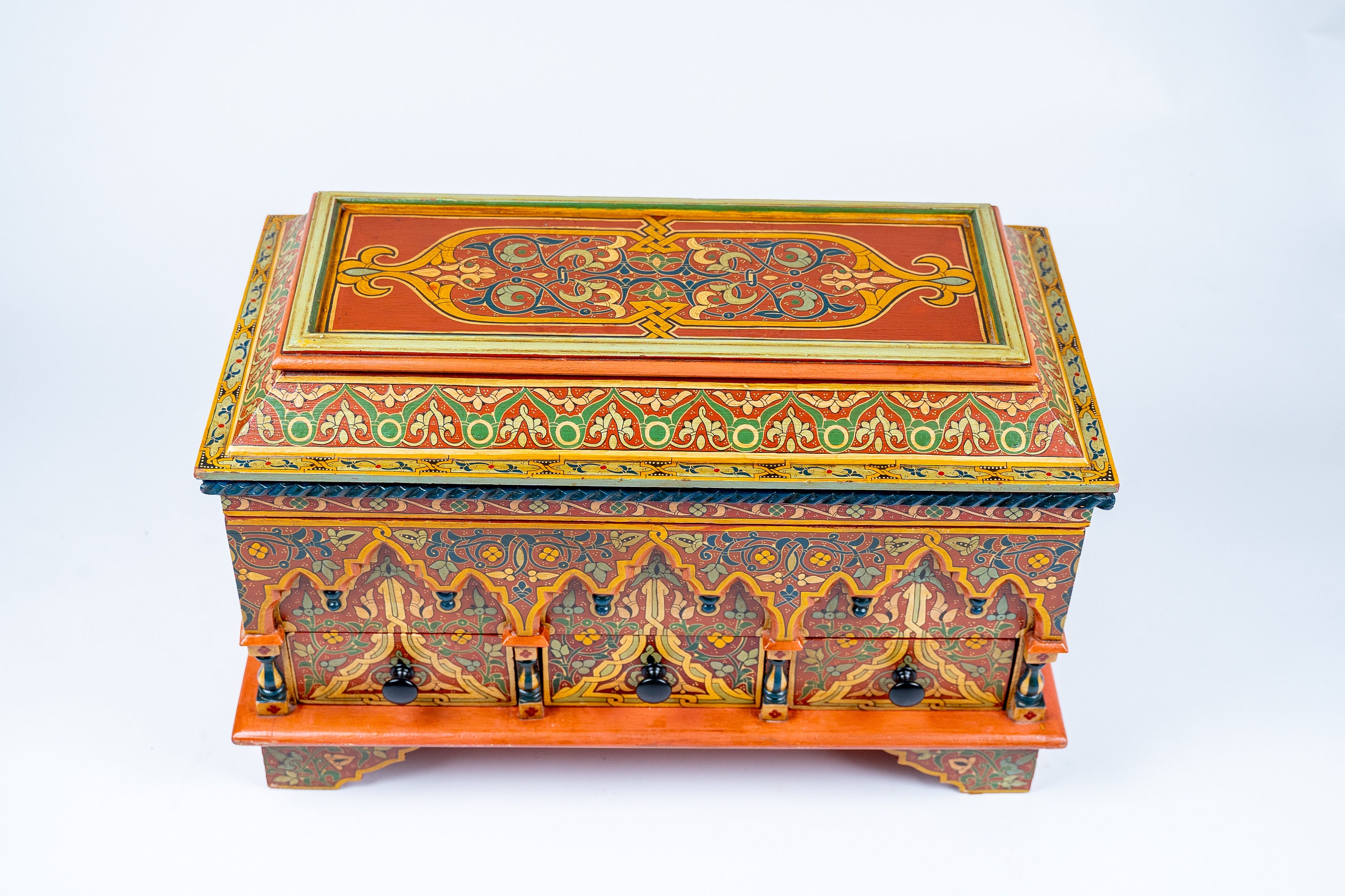 Moroccan Wooden Box Hand Painted Chest Arabic Wooden Chest - Etsy