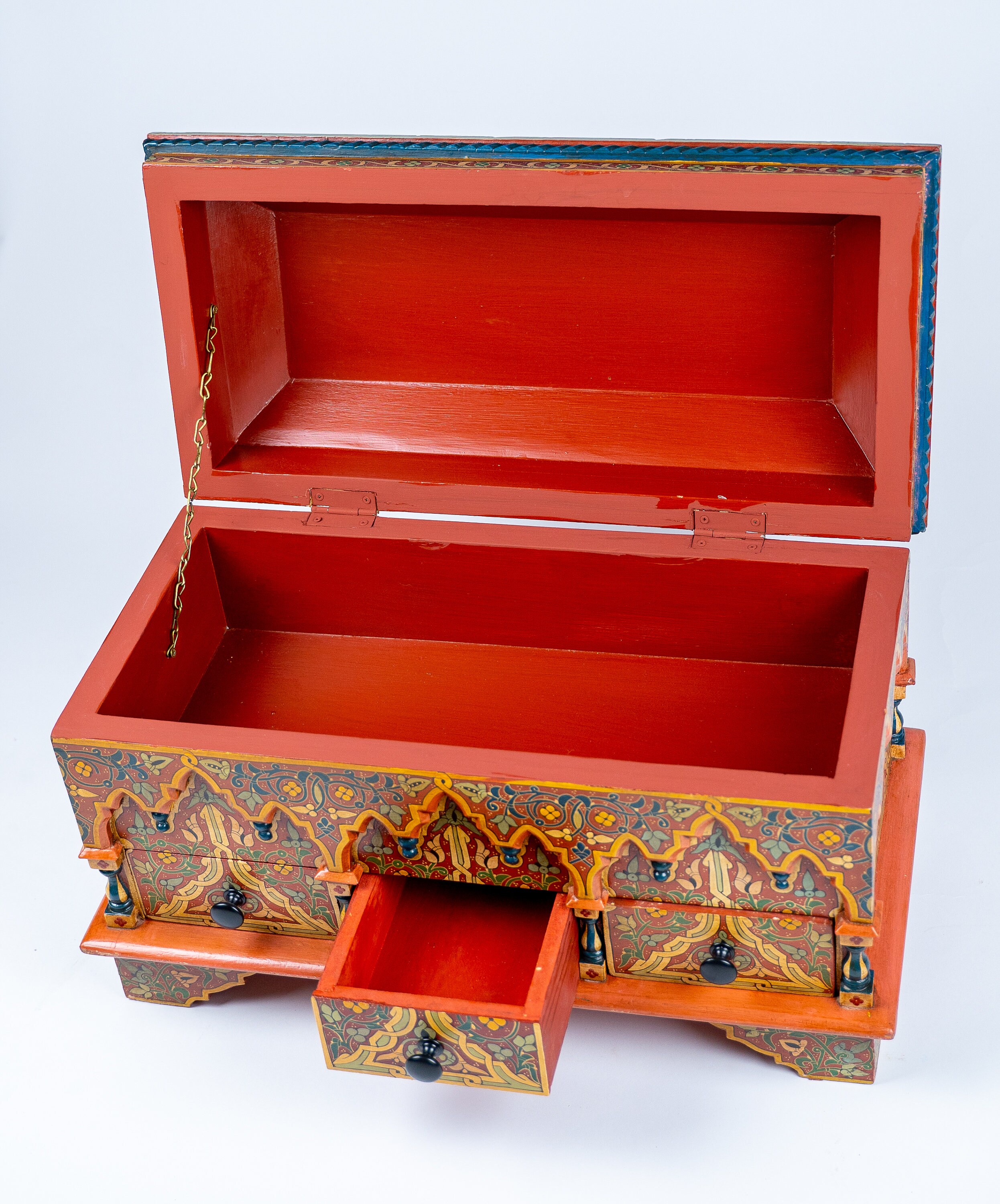 Moroccan Wooden Box Hand Painted Chest Arabic Wooden Chest - Etsy